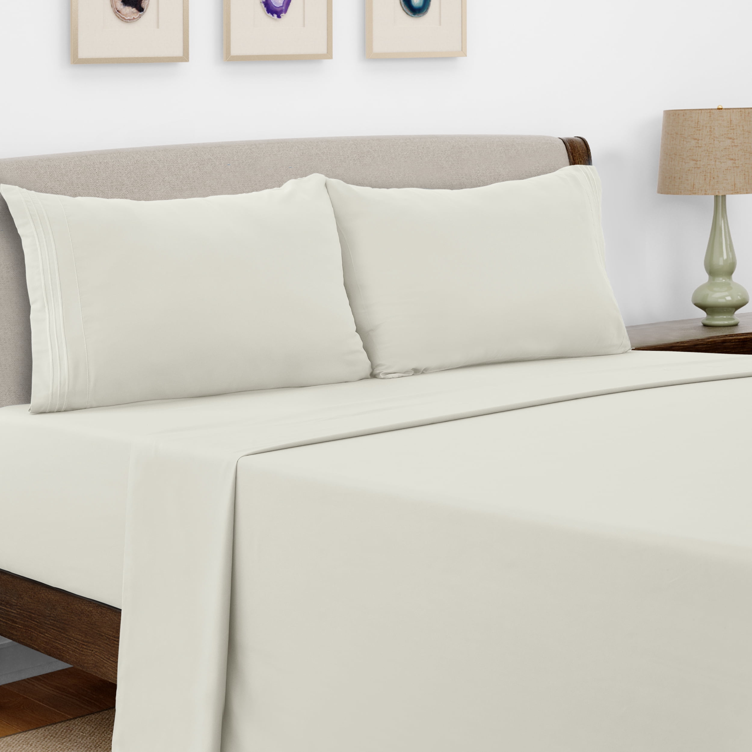 Lux Decor Collection 4-Piece Full Size Bed Sheet Set - High GSM Brushed ...