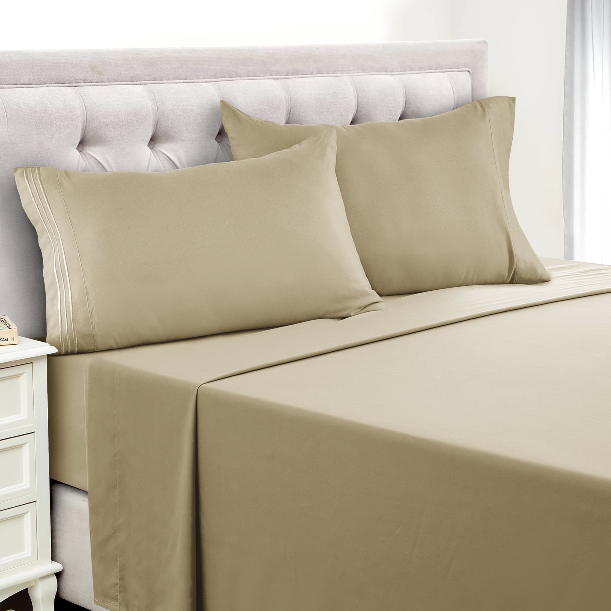 Lux Decor Collection Plain Soft Twin Bed Sheets Set - 16 Inch Deep ...
