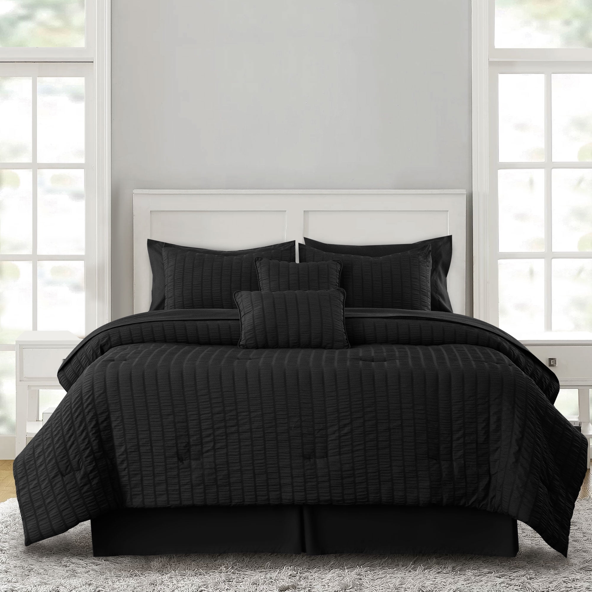 Lux Decor Collection 8 Piece Twin Comforter Set Seersucker Textured ...