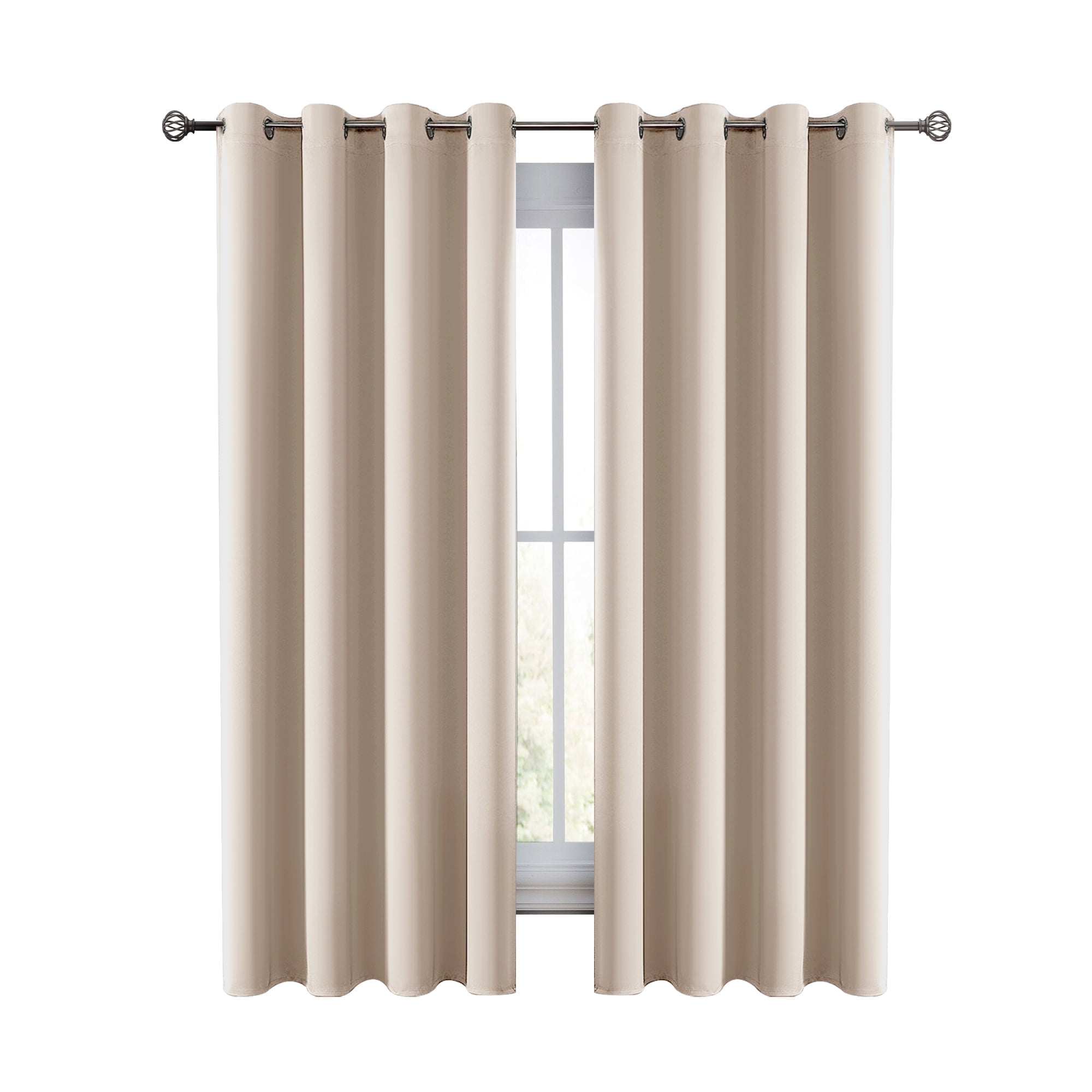 Lux Decor Thermal Insulated Blackout Curtains, Set of 2, 42x63, Beige ...