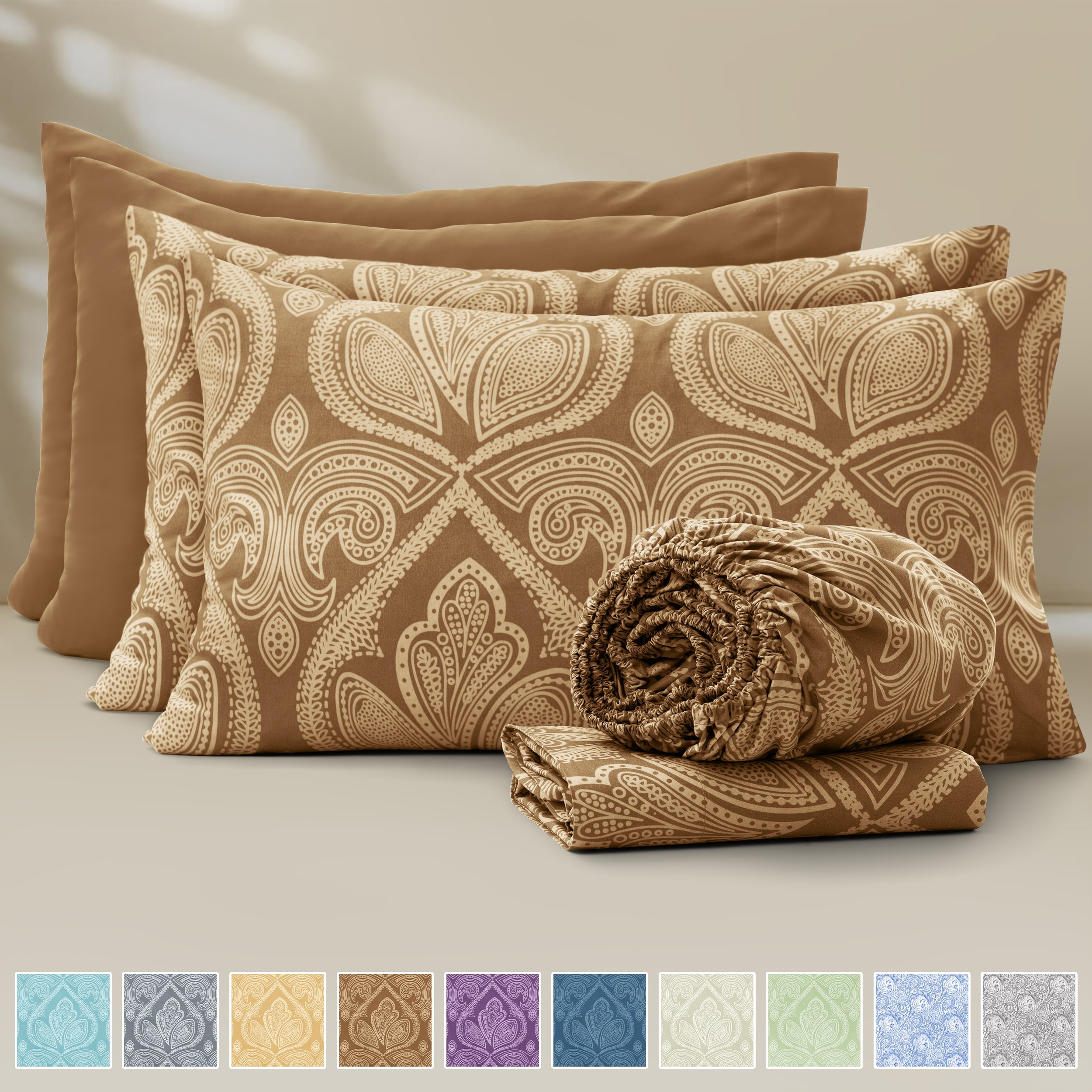 Lux Decor 6-Piece California King Sheets Set – Ultra-Soft Microfiber ...