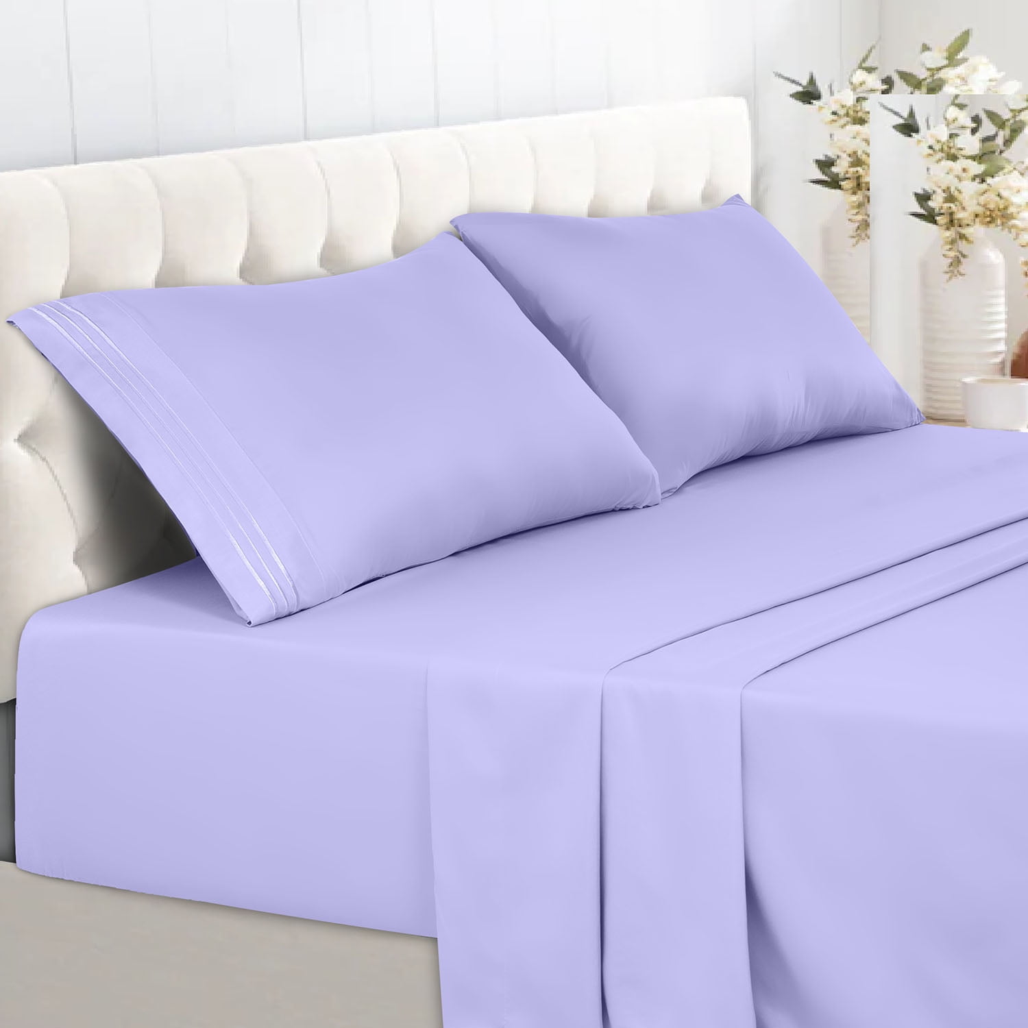 Lux Decor Collection Deep Pocket 4 Piece Bed Sheet Set, Soft Microfiber ...