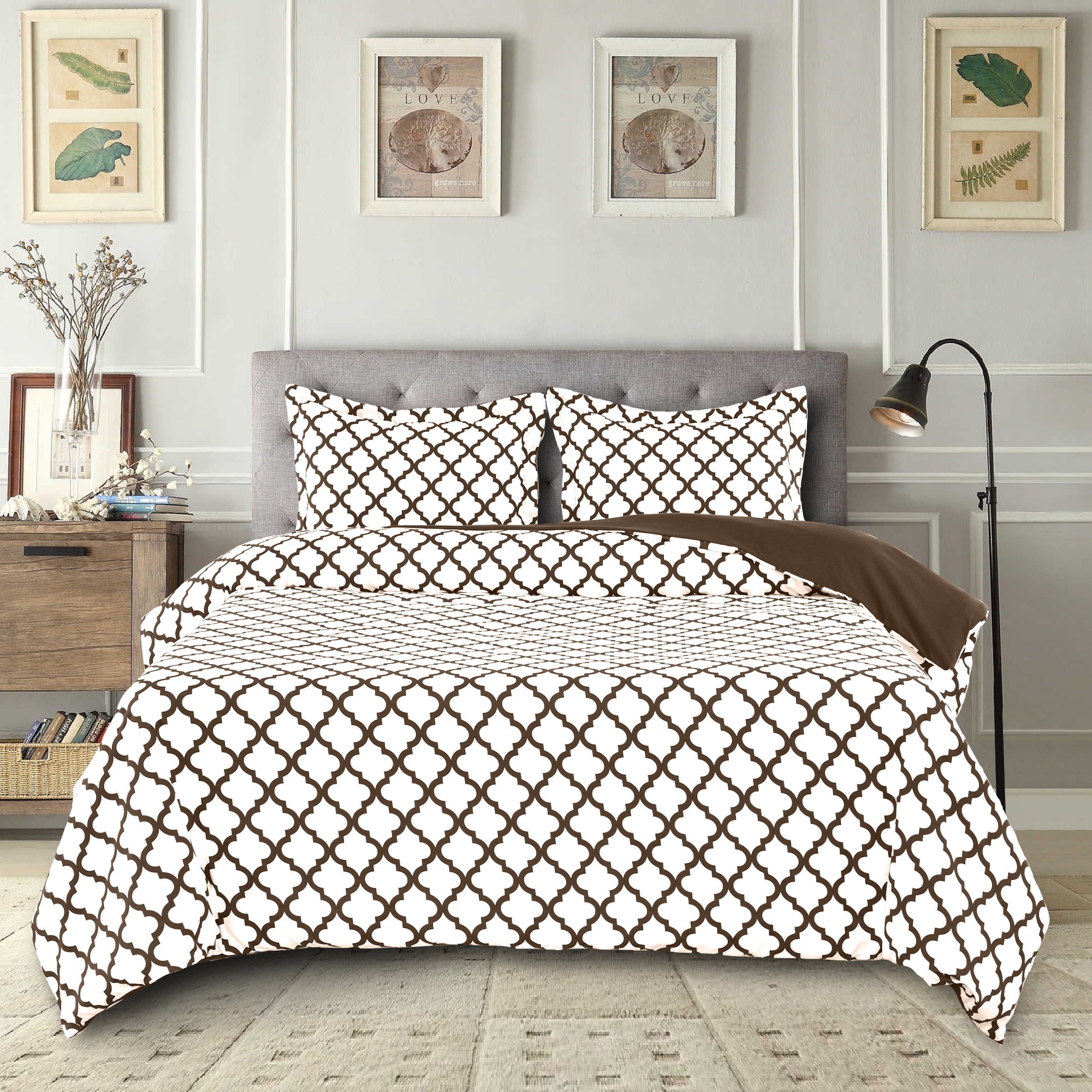 Lux Decor Full Size Duvet Cover Set, 3 Pc with Zipper, Microfiber ...