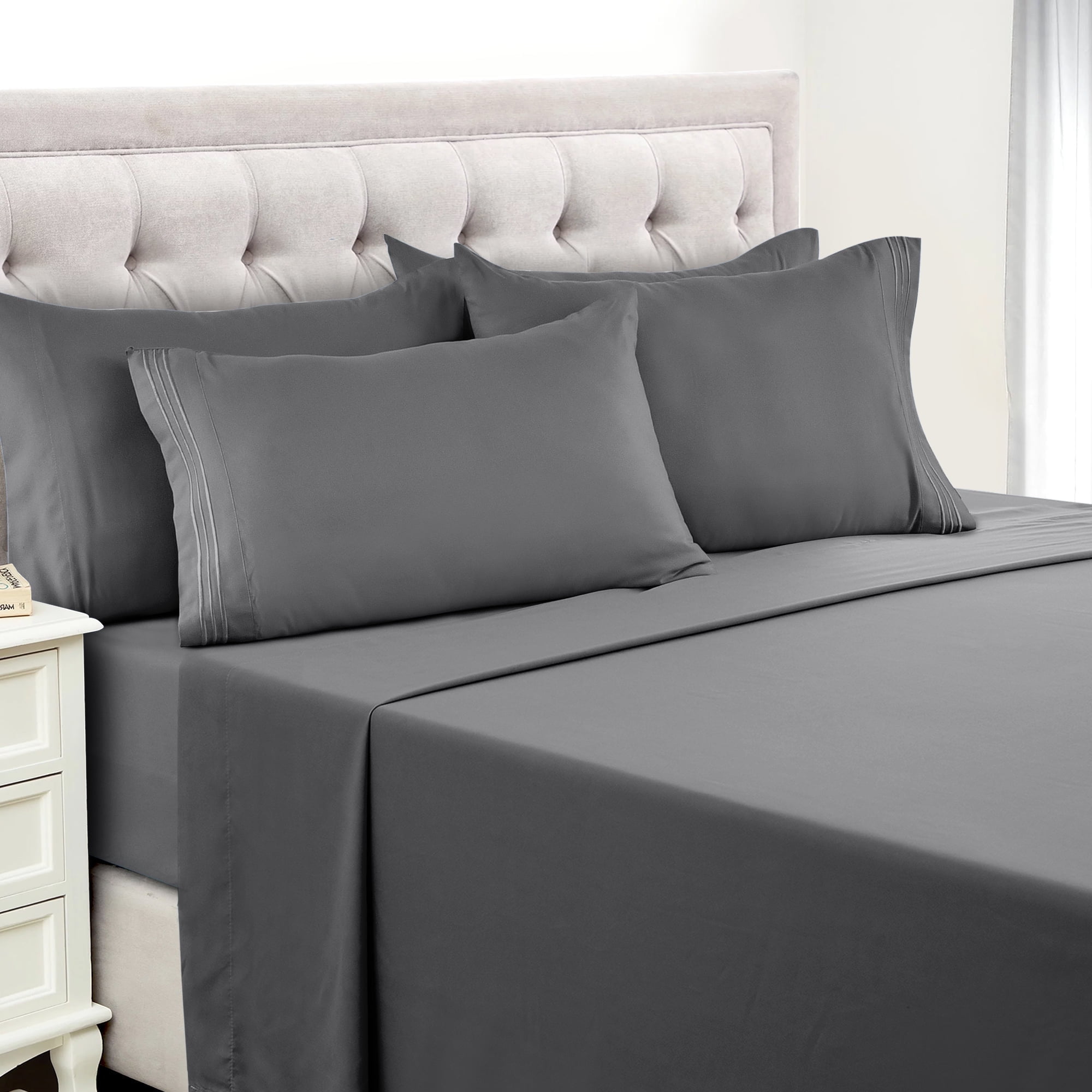 Lux Decor Collection 6 Piece King Sheets Set - Wrinkle & Fade Resistant ...