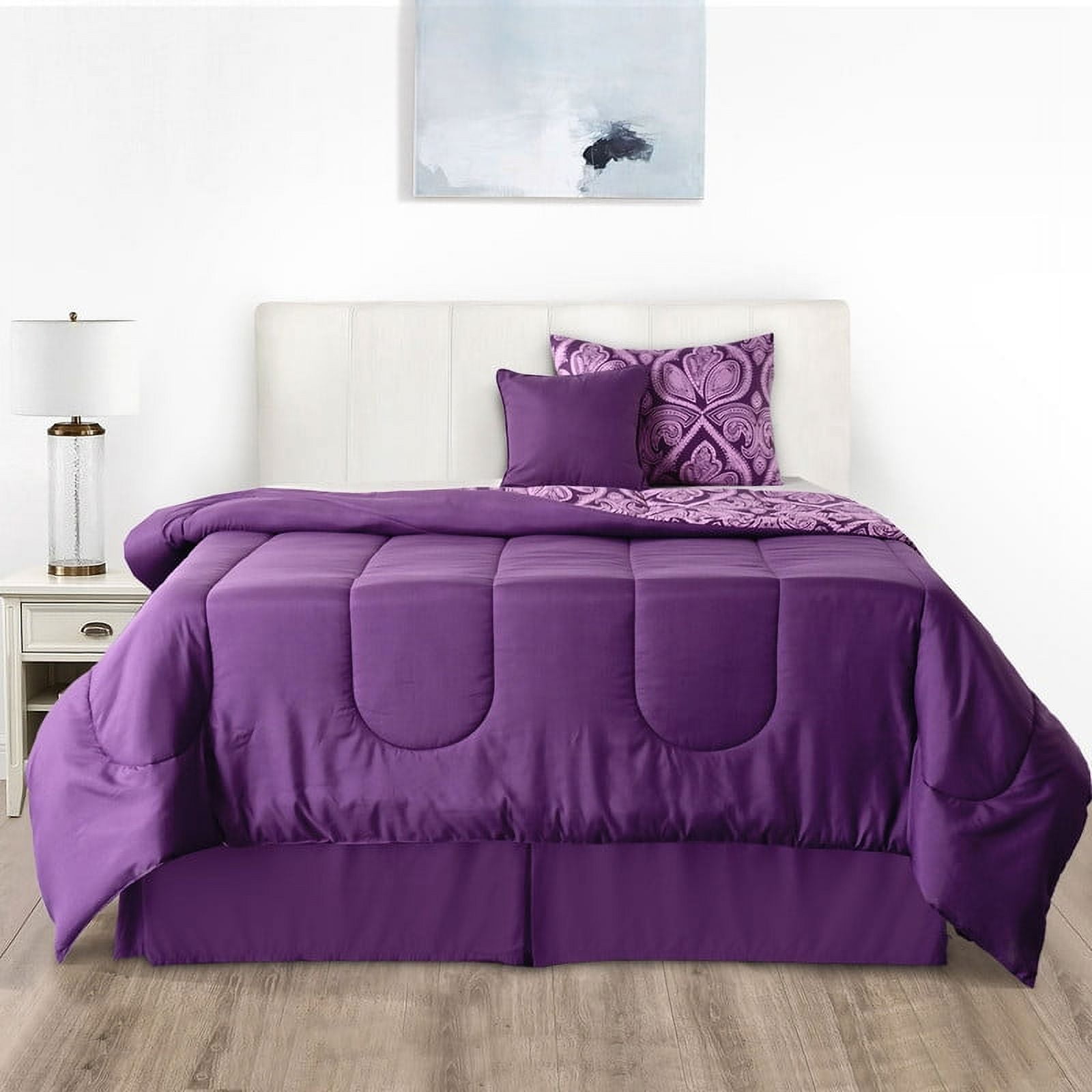 Lux Decor Collection Twin Size Microfiber Reversible Comforter Set, 4 ...