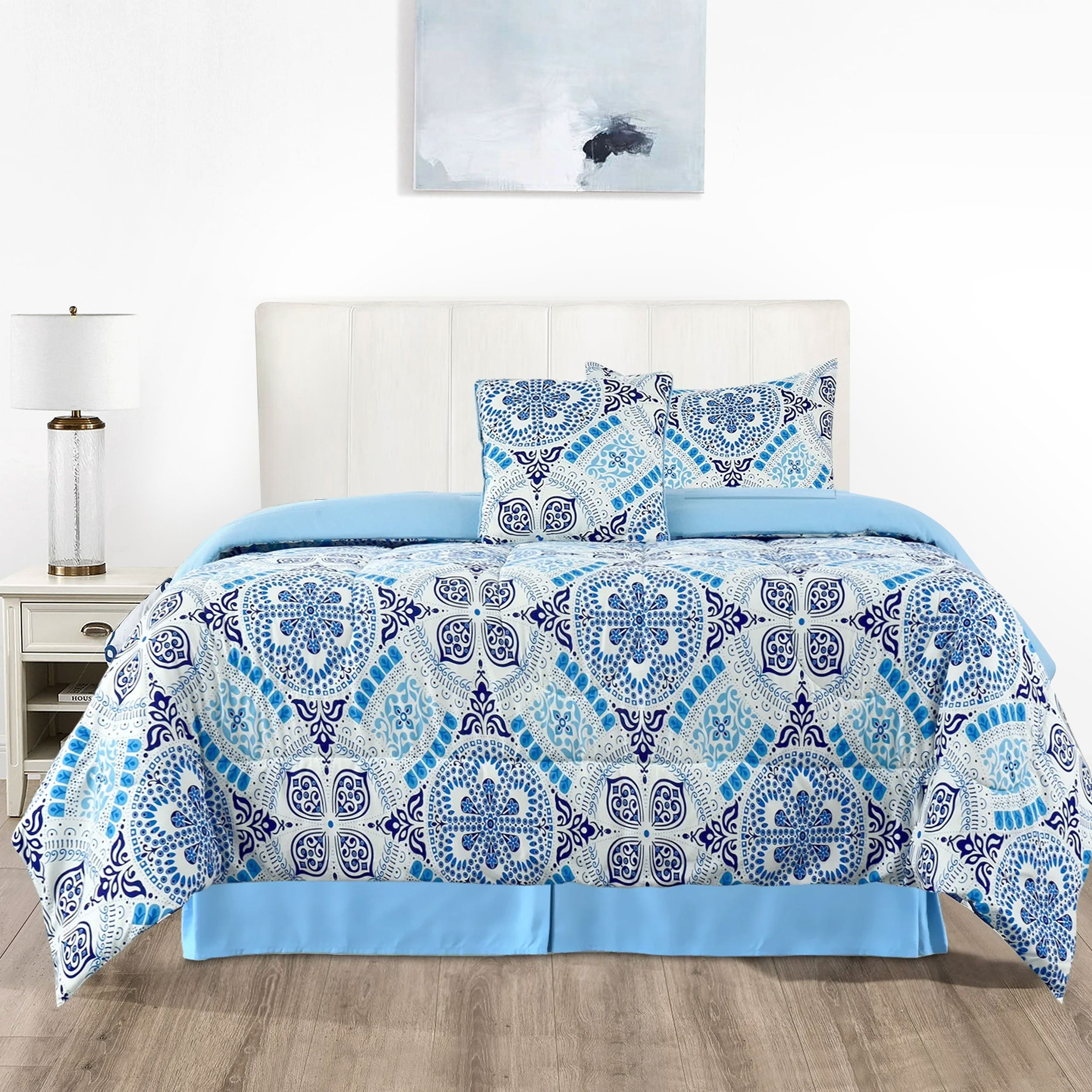 Lux Decor Collection Twin Size 4 Piece Microfiber Reversible Bedding ...