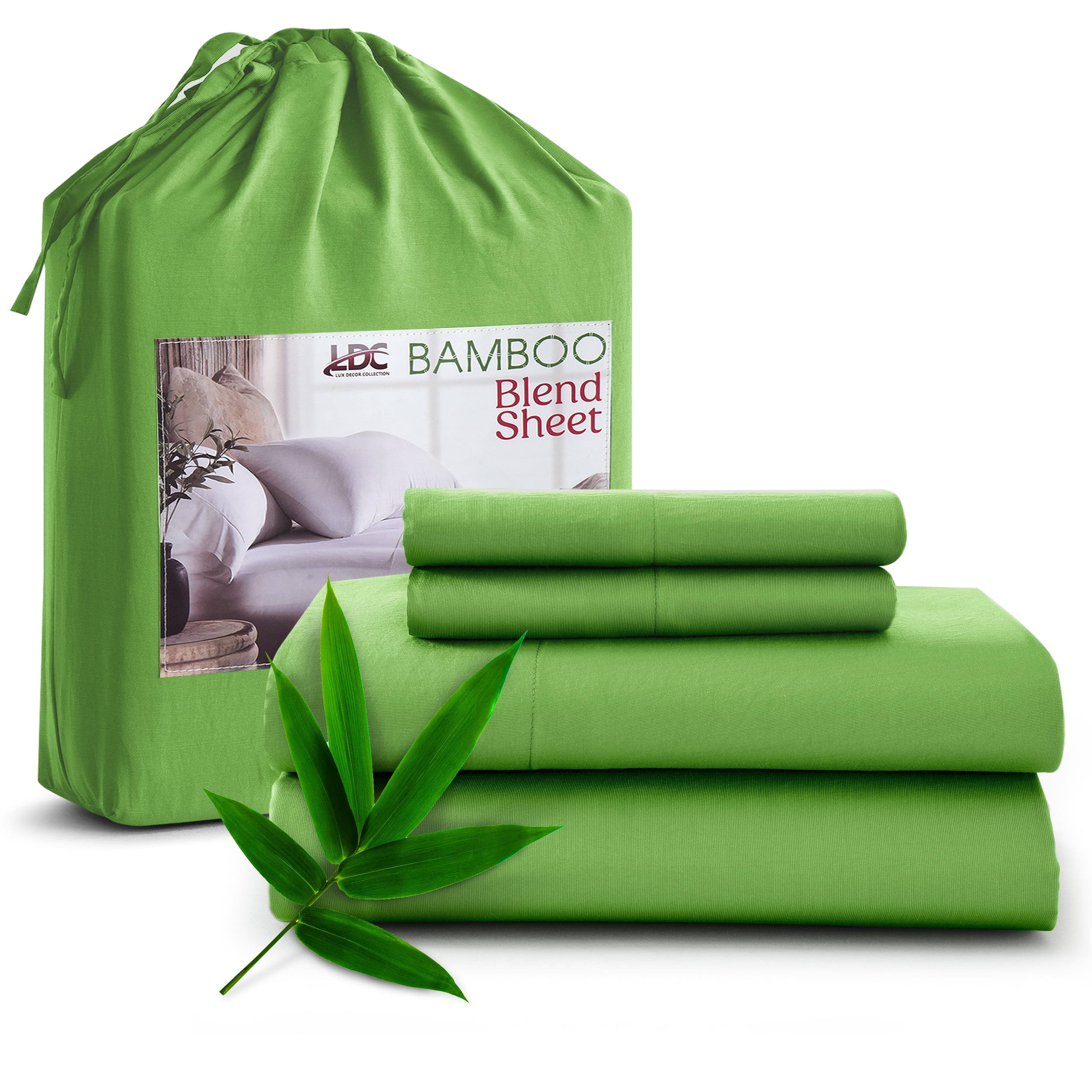 LDC Lux Decor Collection Bamboo Cooling Sheets, Full Size Bed Set, Sage ...