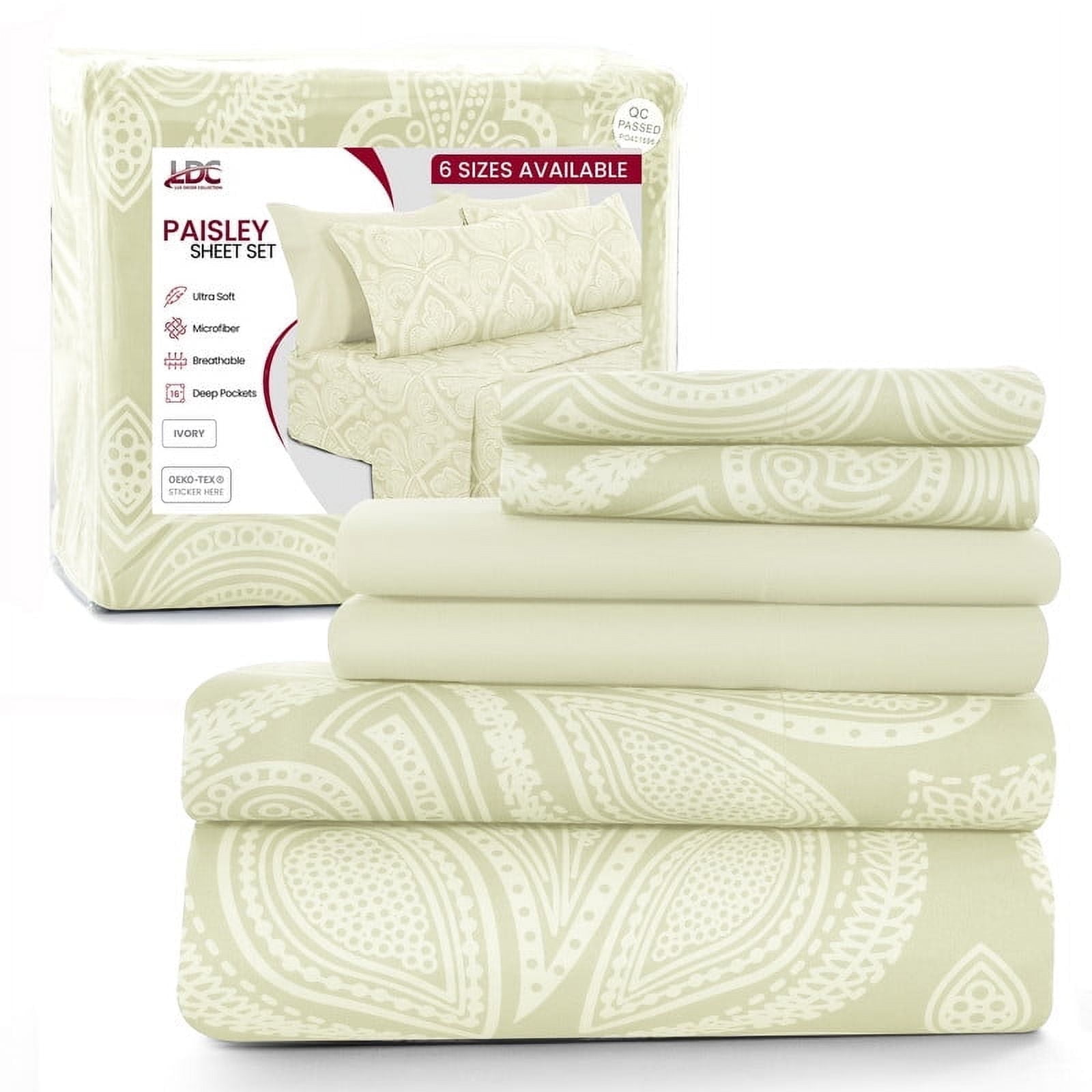 Lux Decor Collection, Microfiber Bed Sheets, Queen Ivory - Walmart.com
