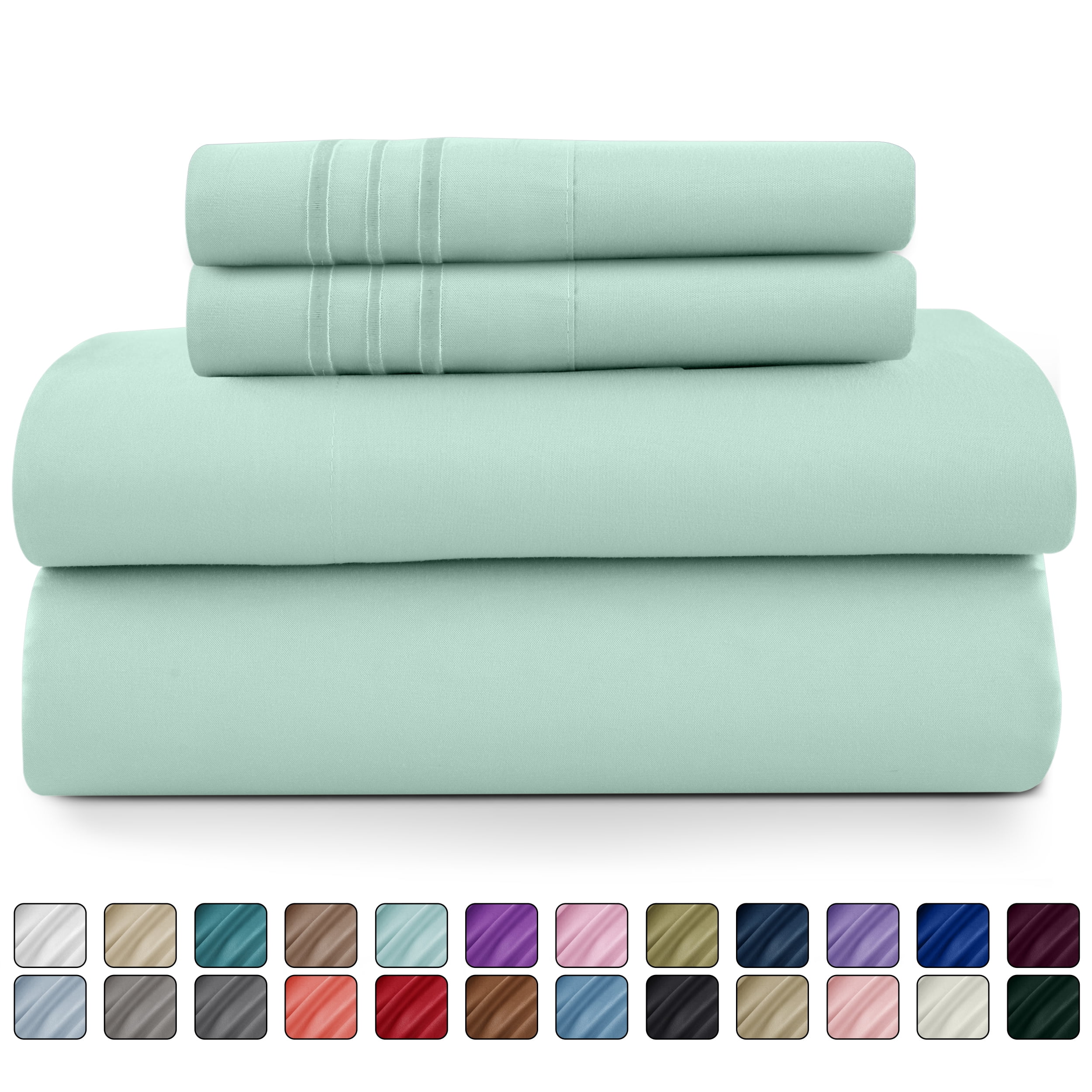 Lux Decor Collection Twin Bed Sheets Set 16 in Deep Pocket Microfiber ...