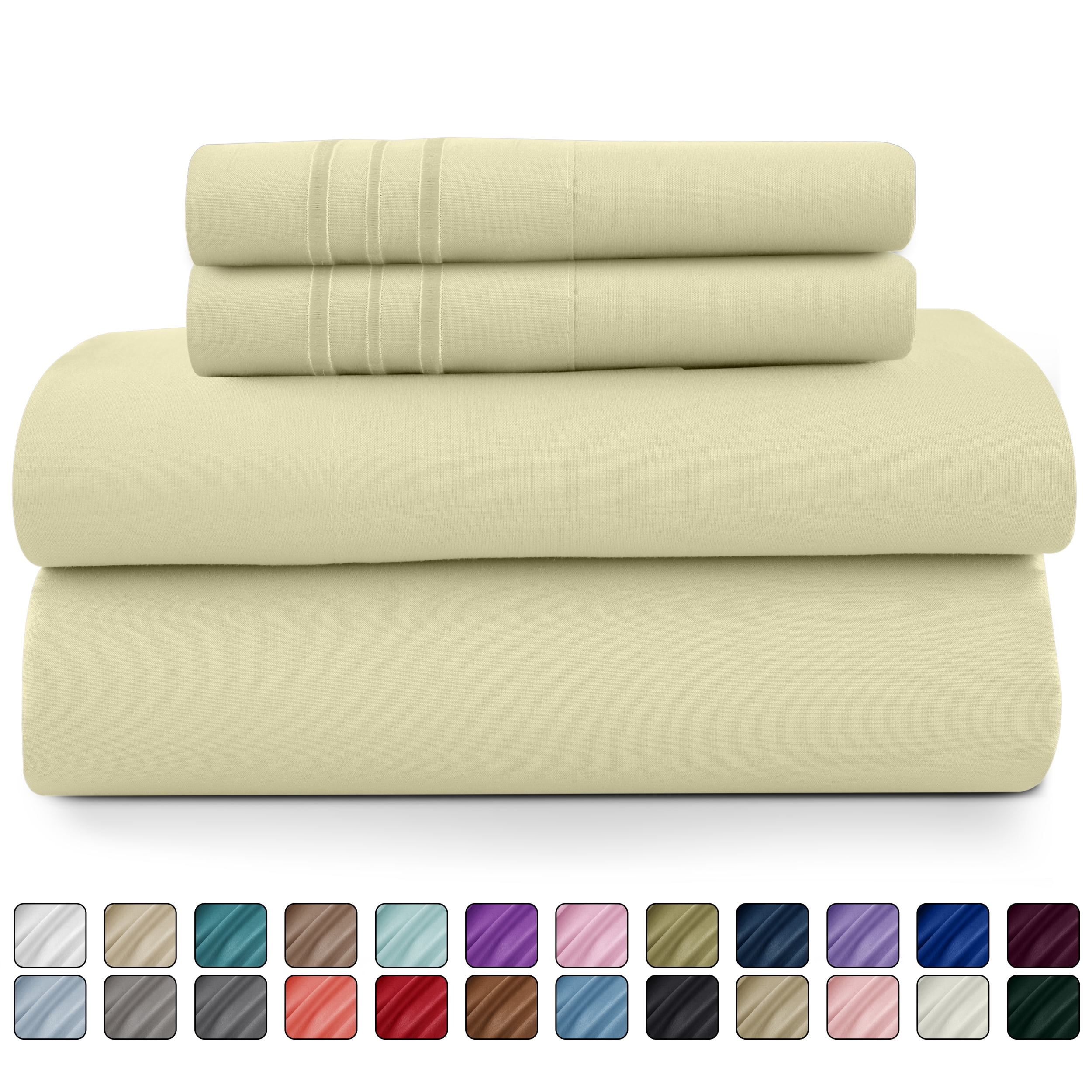 Lux Decor Collection Twin XL Size 4 Piece Sheets Set - Microfiber Deep ...