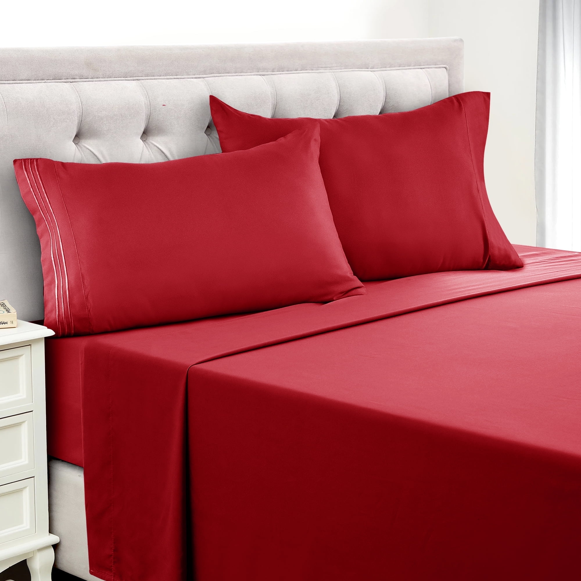 Lux Decor Collection Twin XL Size 4 Piece Sheets Set - Microfiber Deep ...