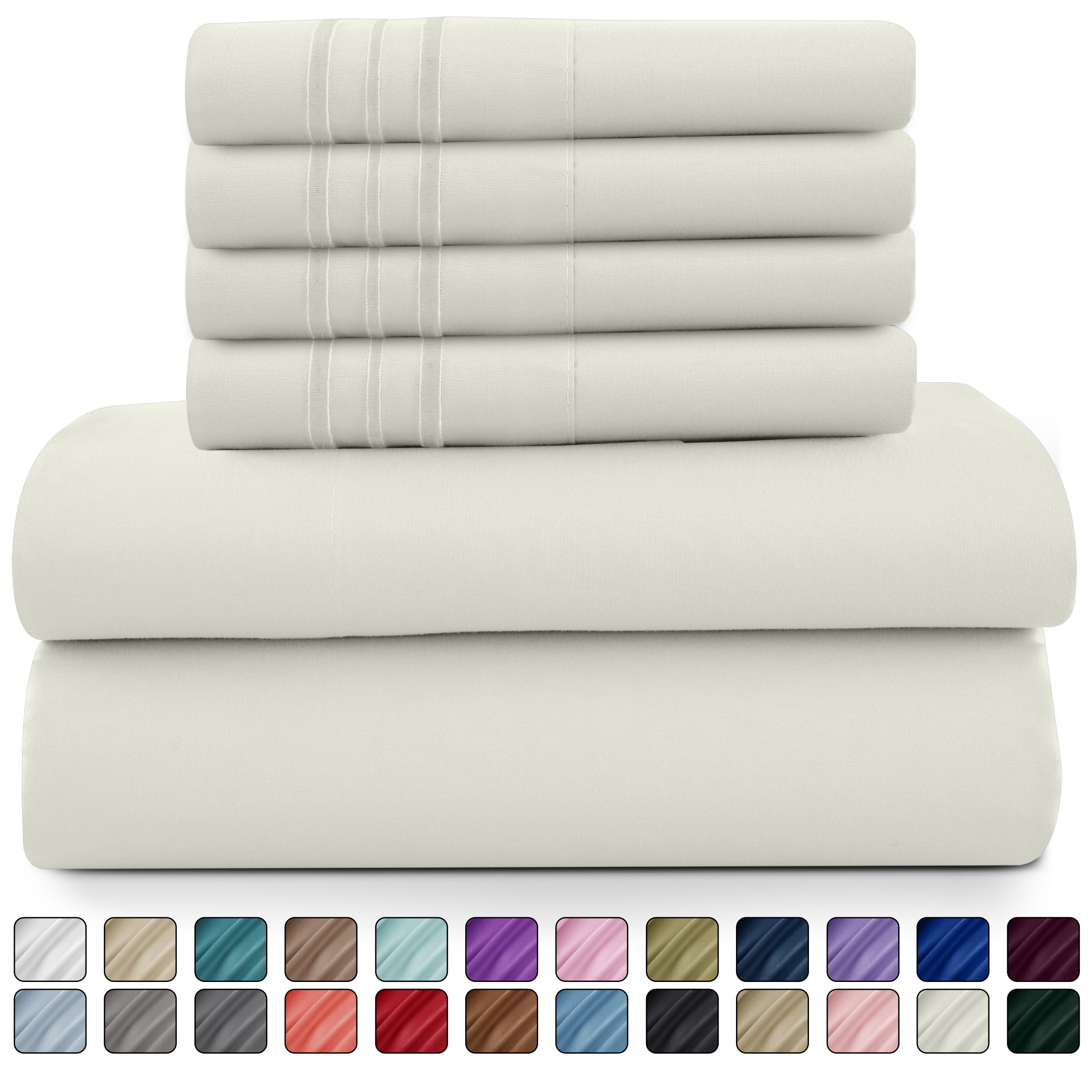 Lux Decor King 6 Piece Sheets Set - Microfiber 16 Inch Deep Pocket Bed ...