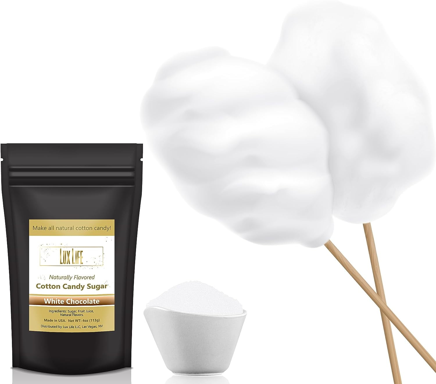 Lux Life All Natural USA Manufactured Cotton Candy Sugar Flavored Floss ...