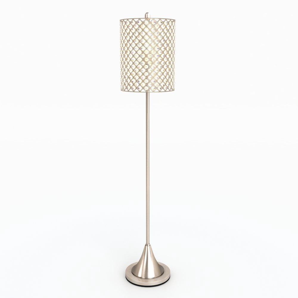 Lux Lighting 62" Crystal Silver Bling Floor Lamp Modern Brillance 3-Way ...