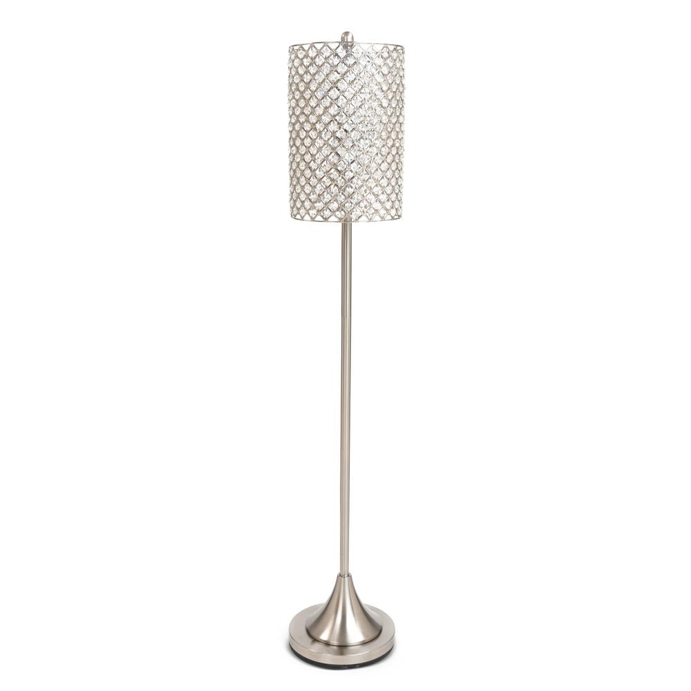 Lux Lighting 62" Crystal Silver Bling Floor Lamp Modern Brillance 3-Way ...