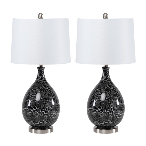 Lux Lighting Glass Grey/Silver Timeless Table Lamps (Set of 2) 3-Way ...
