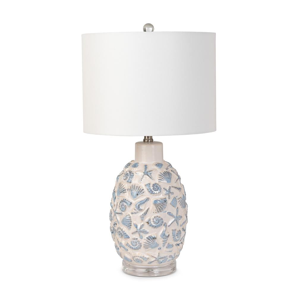 Lux Lighting Sea Shell Coastal White and Blue Table Lamps(Set of 2) 3 ...