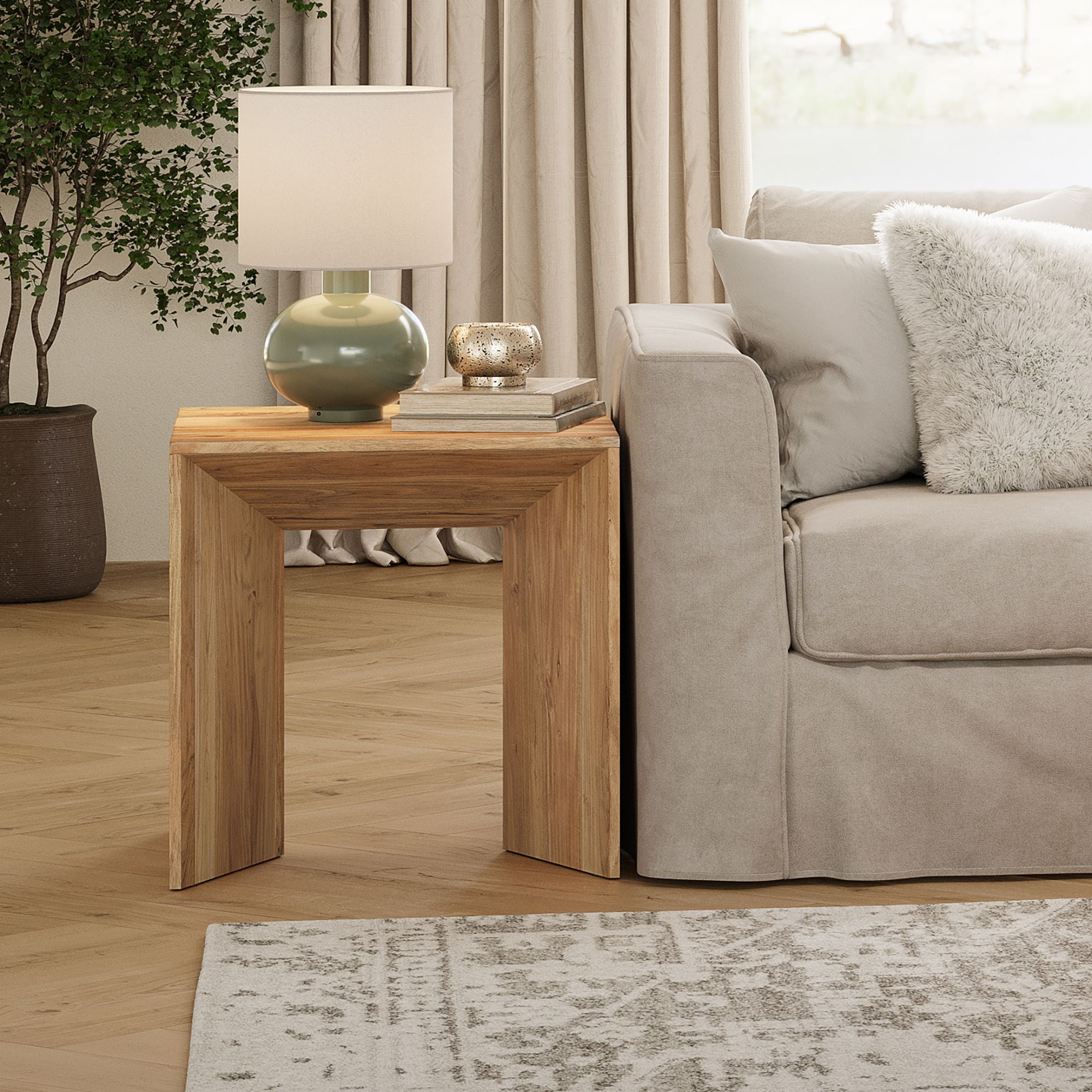 Jofran Lux Solid Wood Modern Angled End Table - Walmart.com