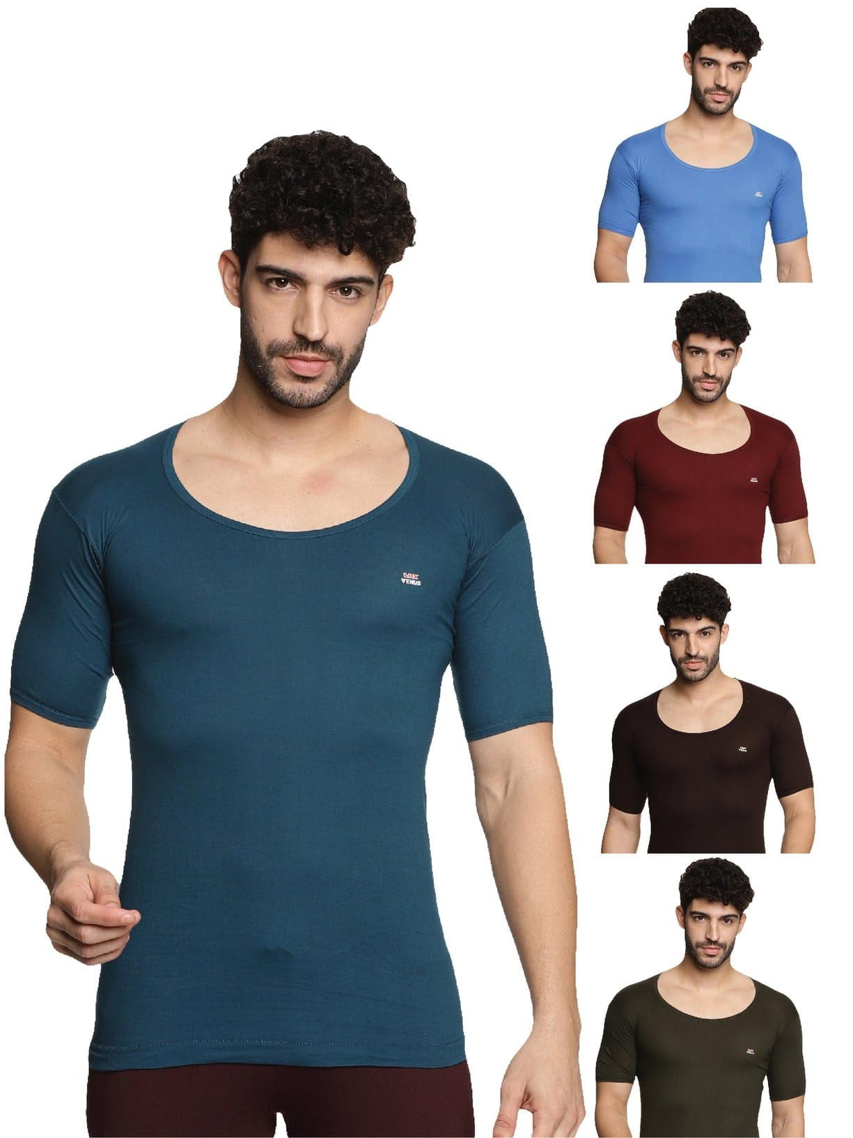 Lux Venus Men’S Color Half Sleeve Vest - 100% Cotton Baniyan(Pack Of 5 ...