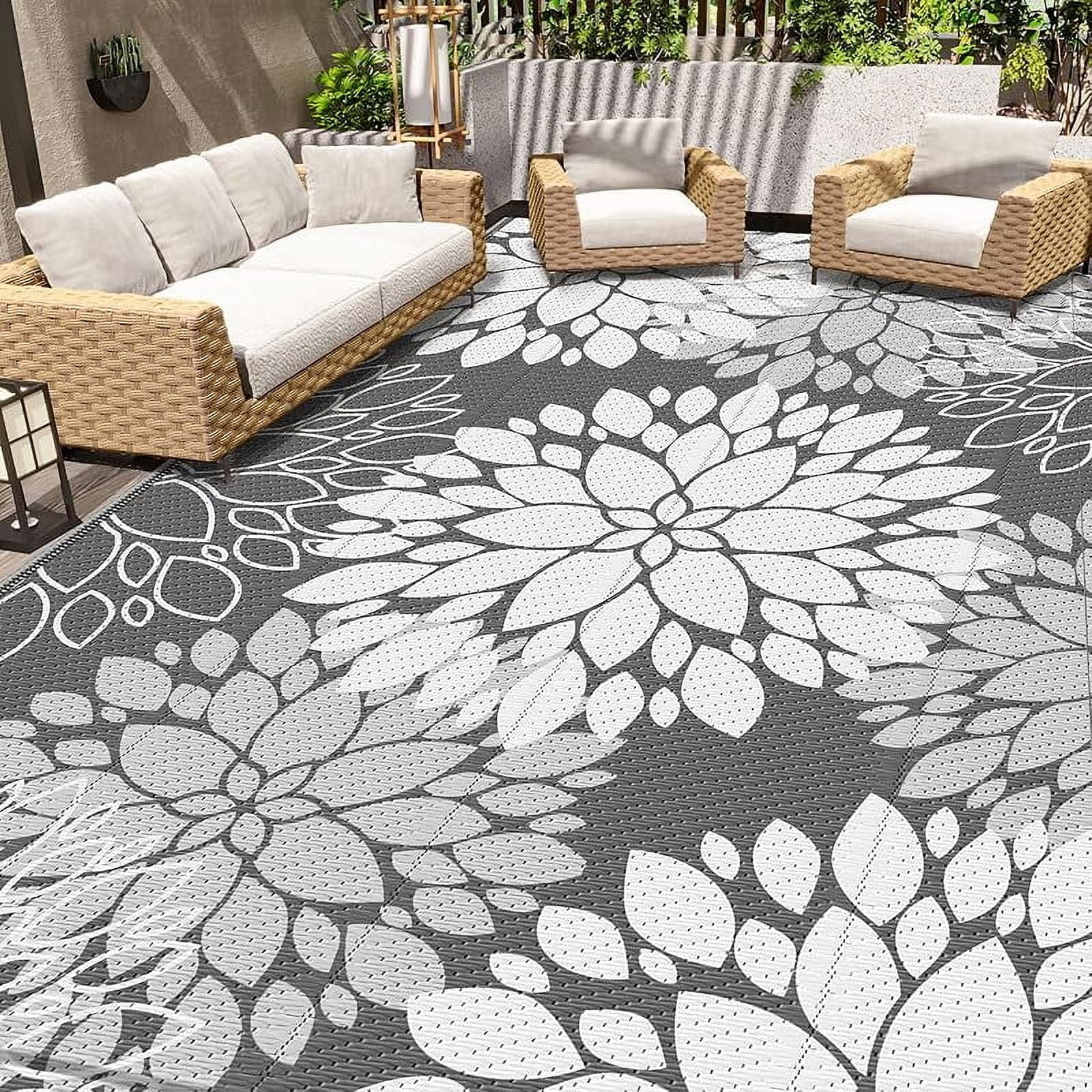 LuxStep Outdoor Rug Waterproof Outdoor Plastic Straw Rug Reversible ...