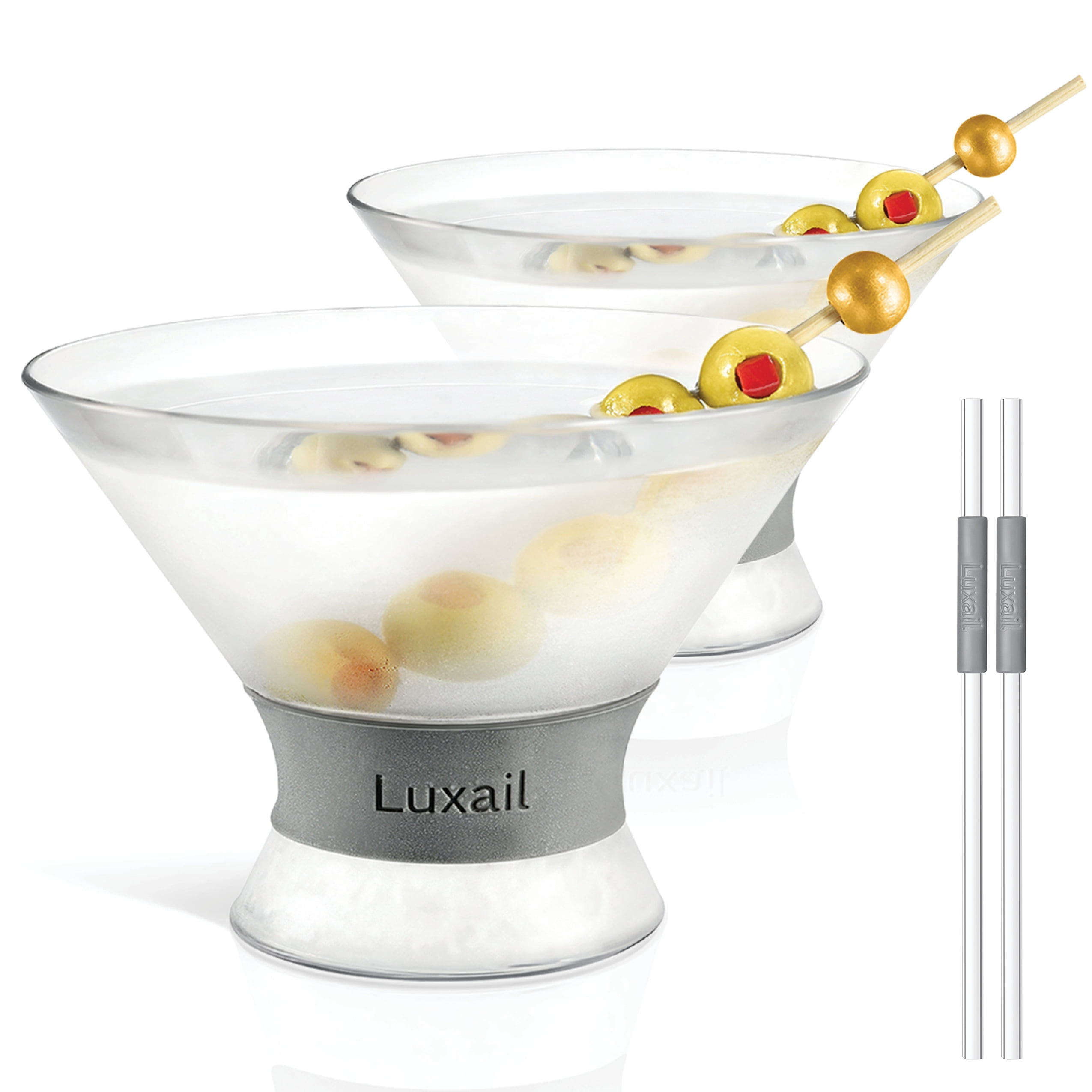 Luxail Freeze Martini Glasses, Double Wall With Cooling Gel, 9 Oz ...