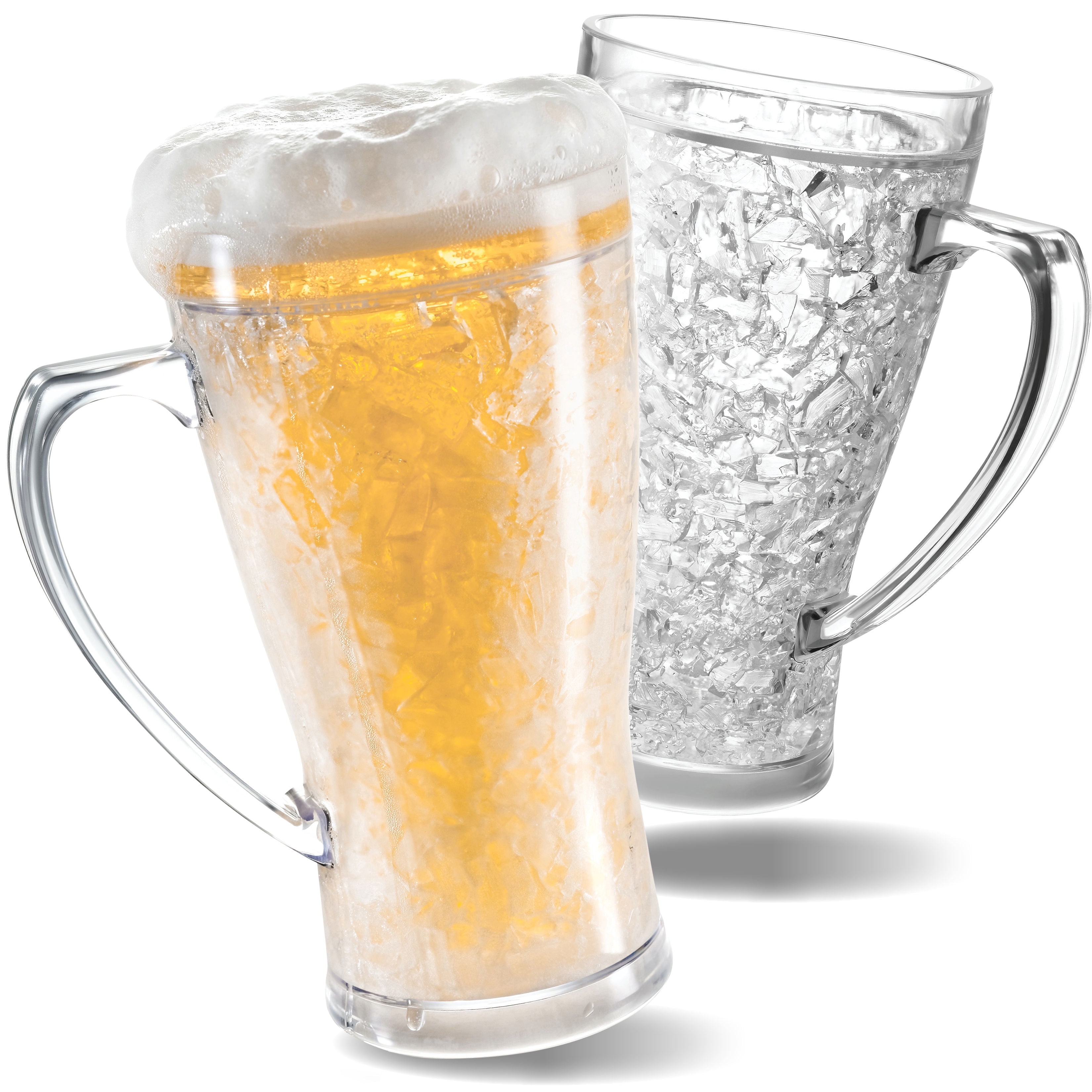 Luxail Freezer Beer Glasses, Double Wall, Insulated Gel Plastic Glasses ...