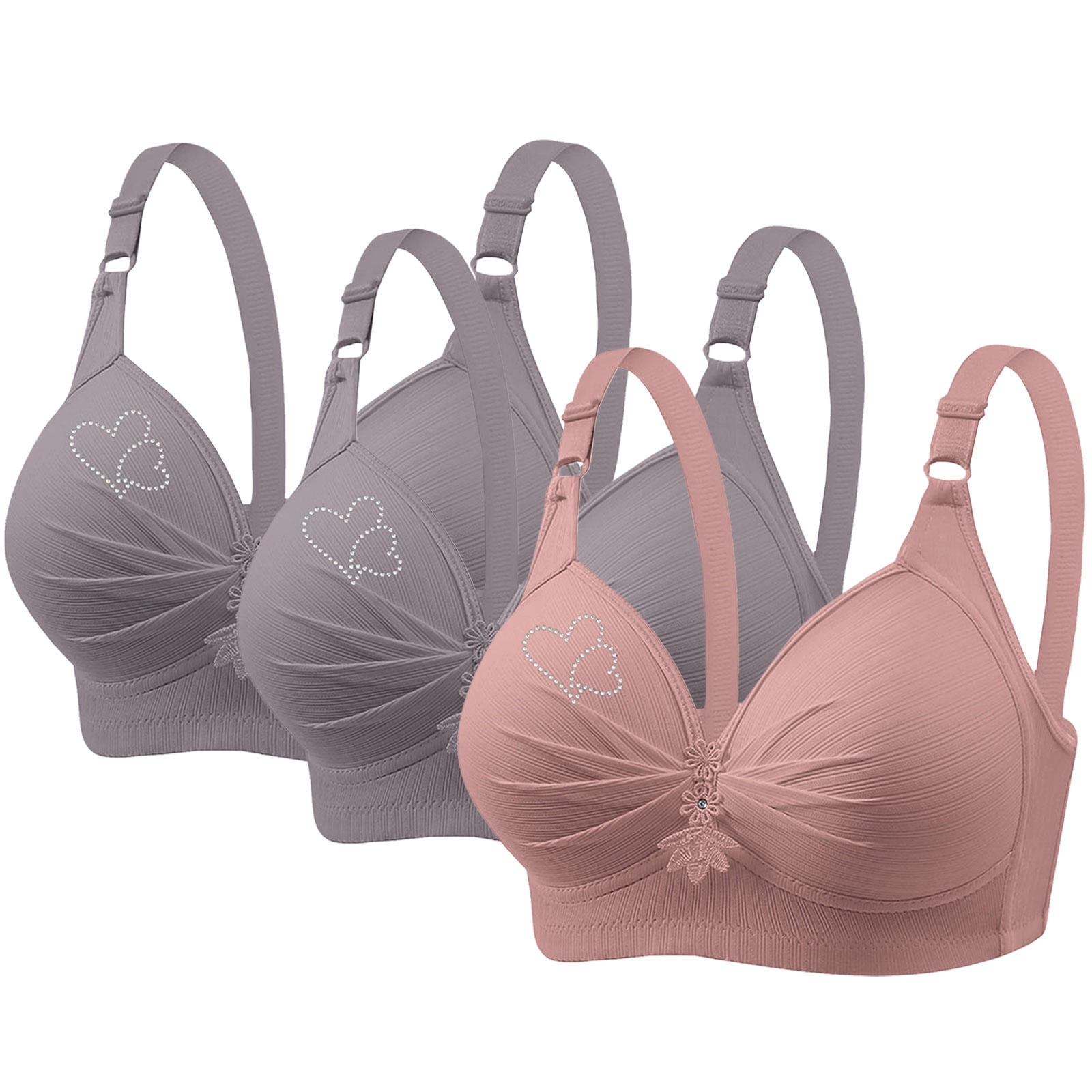 Luxalzxs 3 Pack Wirefree Bras with Support and Lift Plus Size No ...