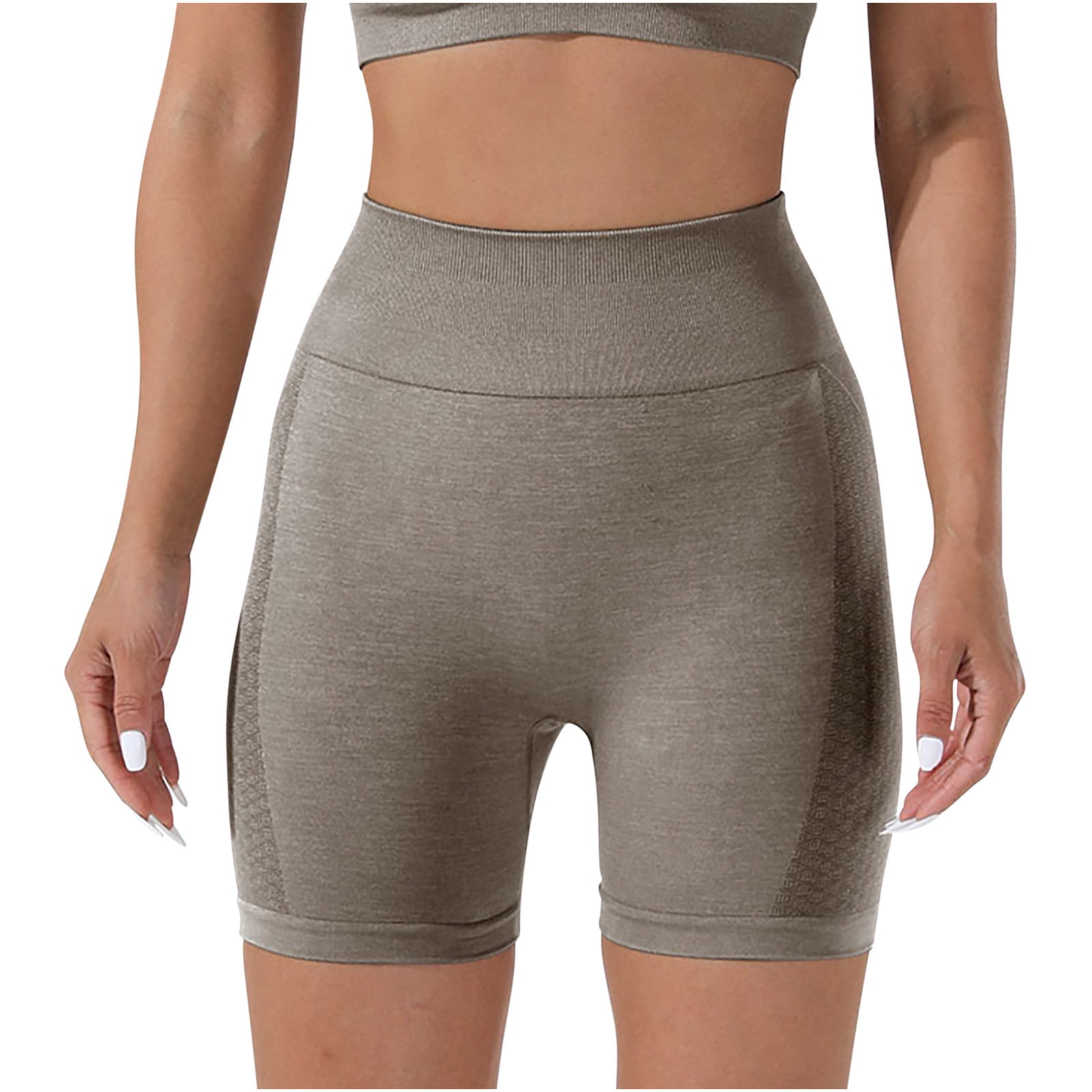 Luxalzxs Biker Shorts Women Solid Color Seamless Running Elastic Tummy ...