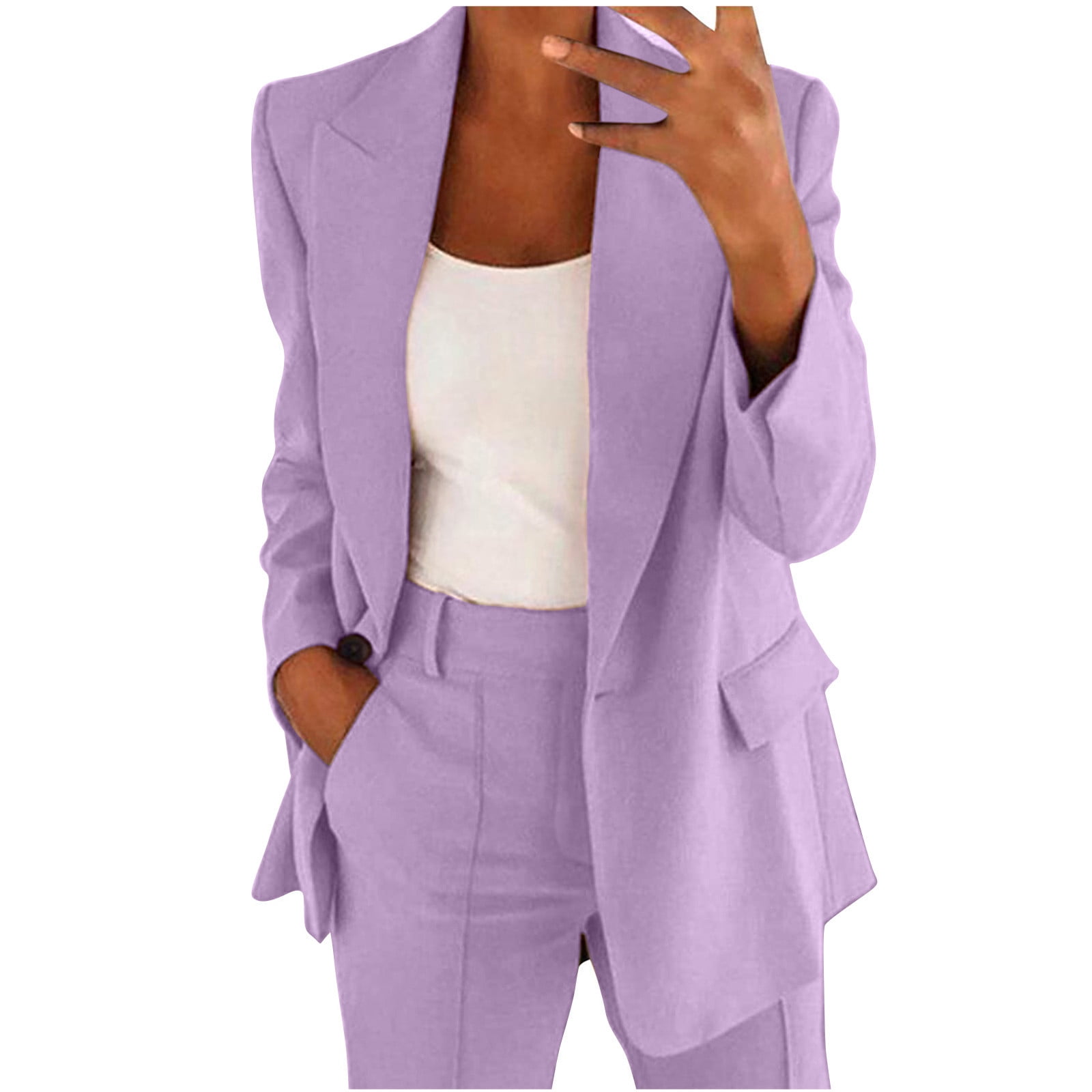 Luxalzxs Blazer Sets Women 2 Piece Outfits Work Office Business Casual ...