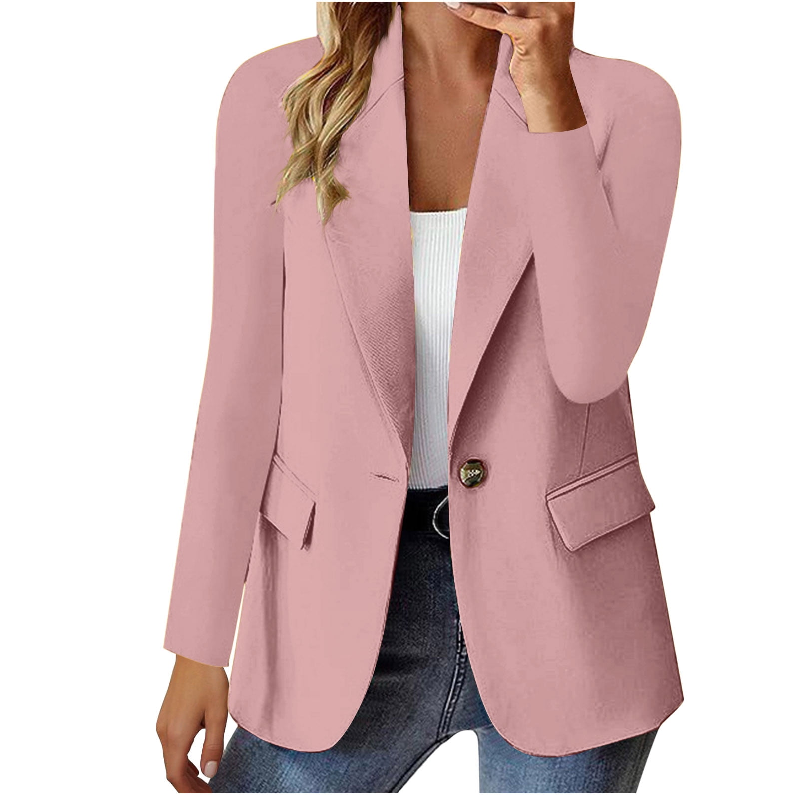 Luxalzxs Blazers for Women Business Casual Long Sleeve Button Open ...