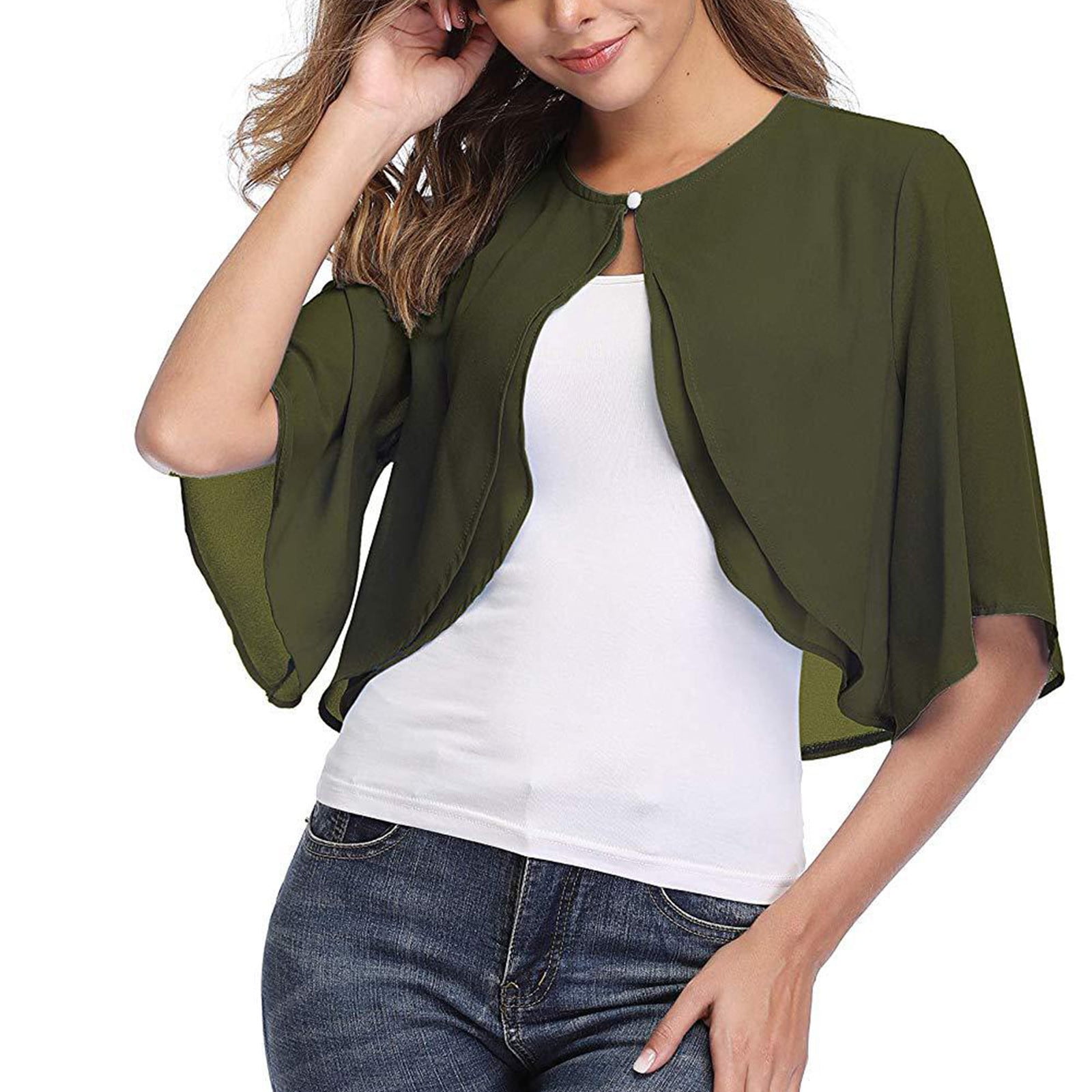 Luxalzxs Bolero Shrugs for Dresses, Lightweight Open Front Sheer ...