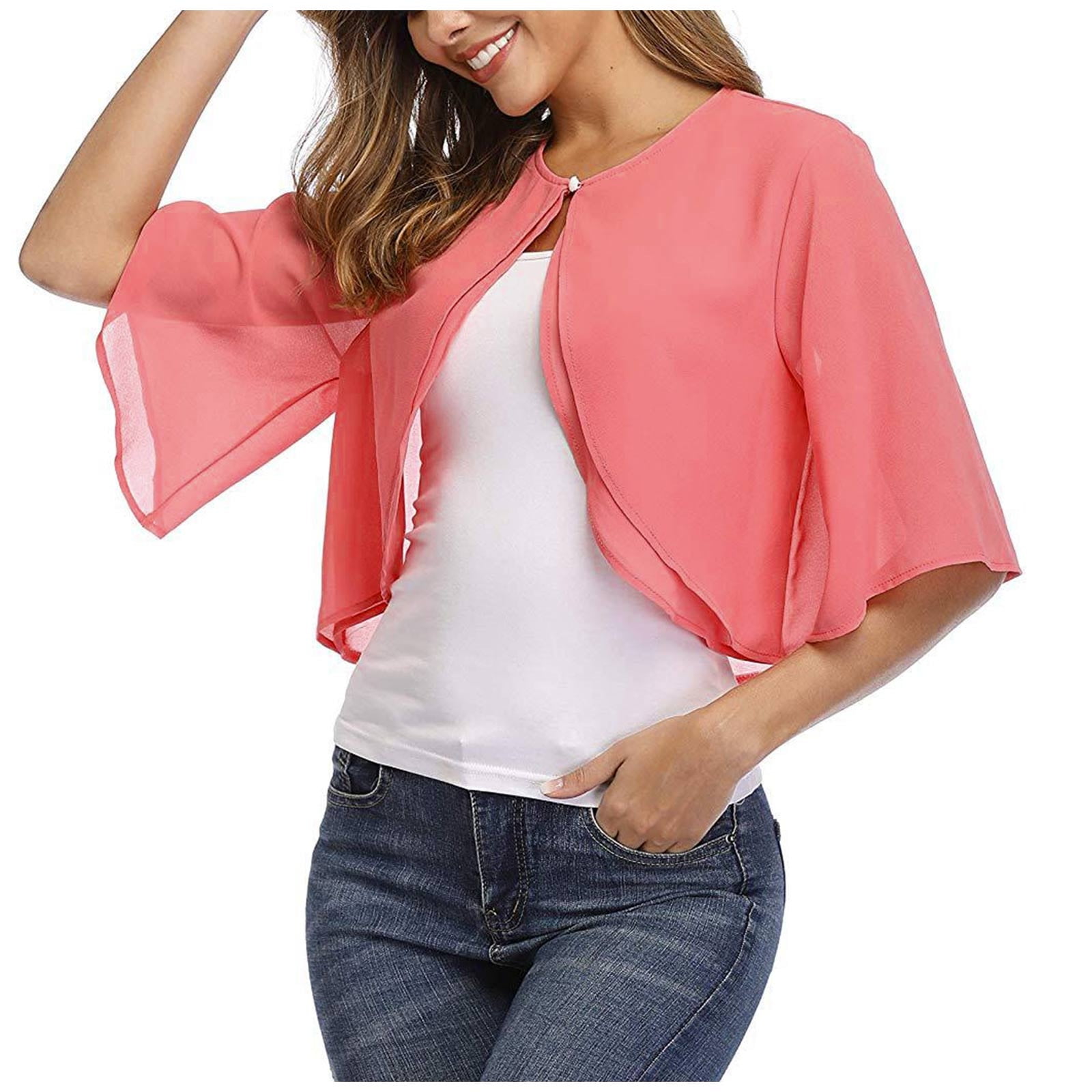 Luxalzxs Bolero Shrugs for Dresses, Lightweight Open Front Sheer ...