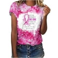 Luxalzxs Breast Cancer Awareness Shirts Women Pink Ribbon T-Shirt Cancer Fight Tees Casual Short ...