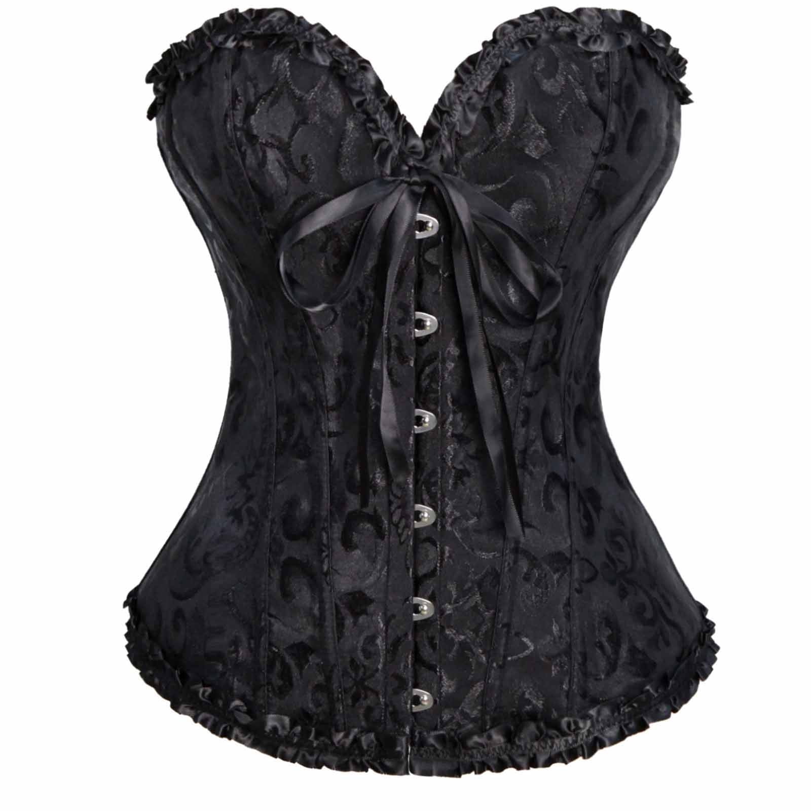 Luxalzxs Corset Tops for Women Bustier Shapewear Overbust Waist Push Up ...