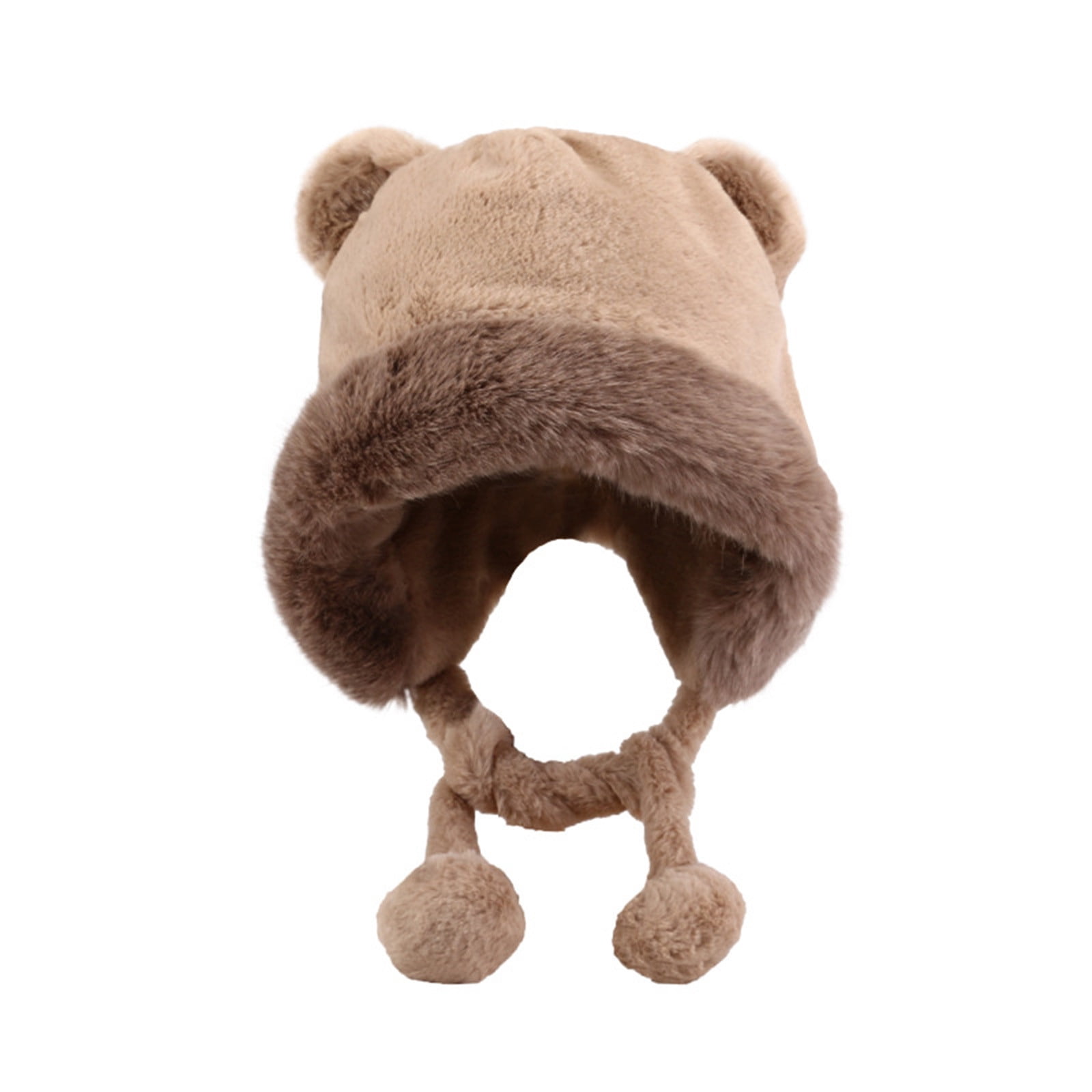 Luxalzxs Cute Plush Faux Fur Animal Hat Cap with Ear Flaps Soft Warm ...