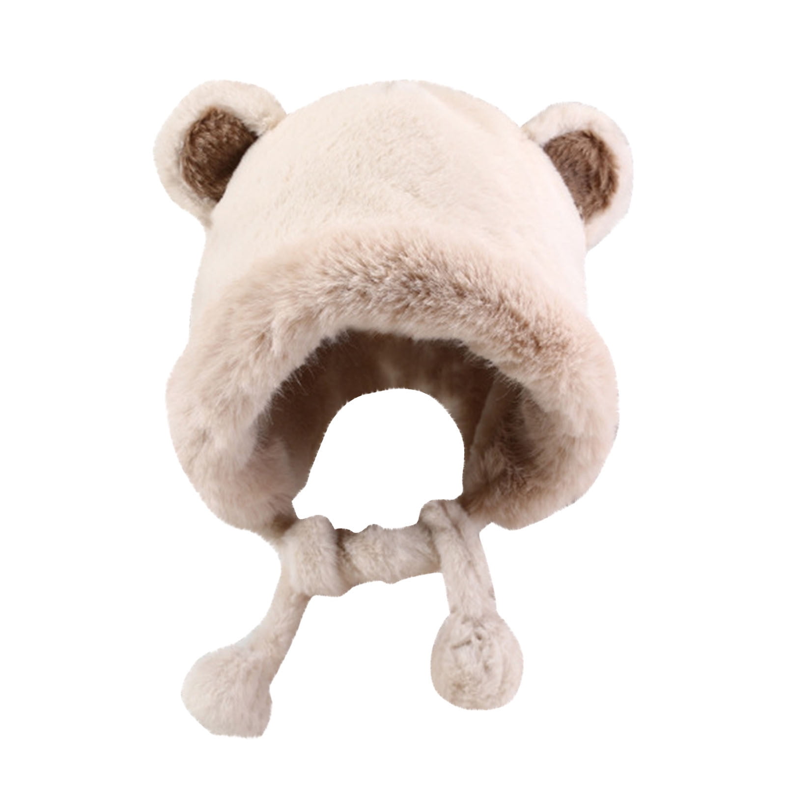 Luxalzxs Cute Plush Faux Fur Animal Hat Cap with Ear Flaps Soft Warm ...