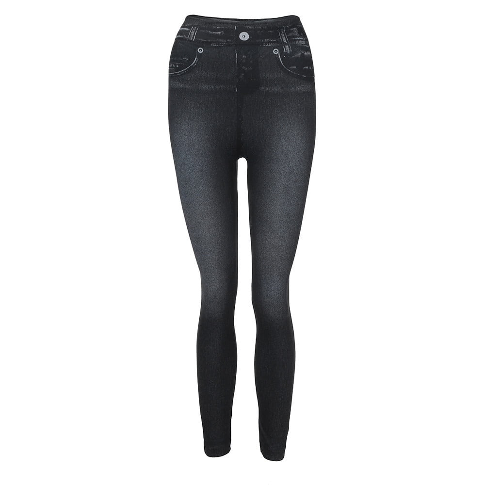 Luxalzxs Faux Jeans Leggings for Women Fashion Casual Slim Fitness ...
