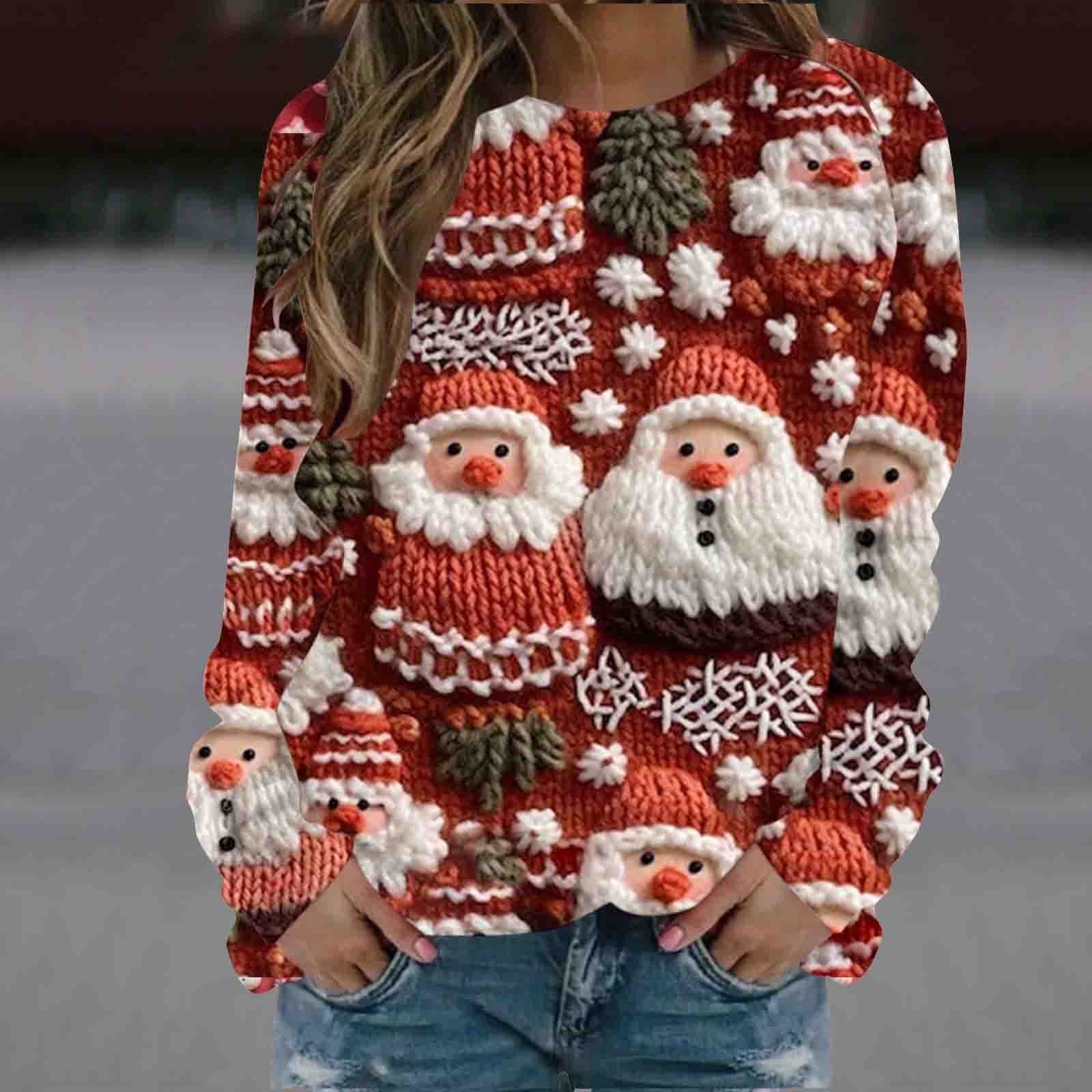 Luxalzxs Funny Christmas Shirts for Women 3D Snowman Graphic Loose Ugly ...
