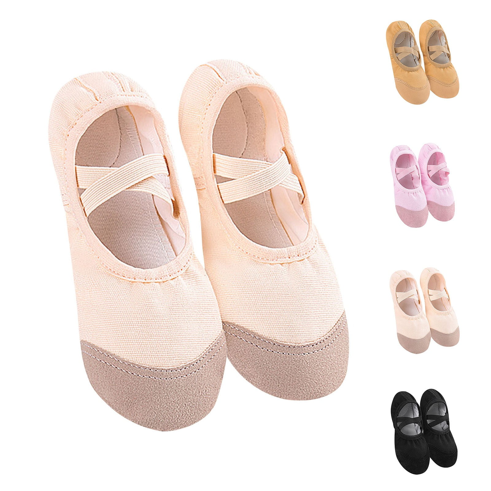 Luxalzxs Girls Ballet Shoes Highly Stretch Canvas Dance Slipper Gym ...