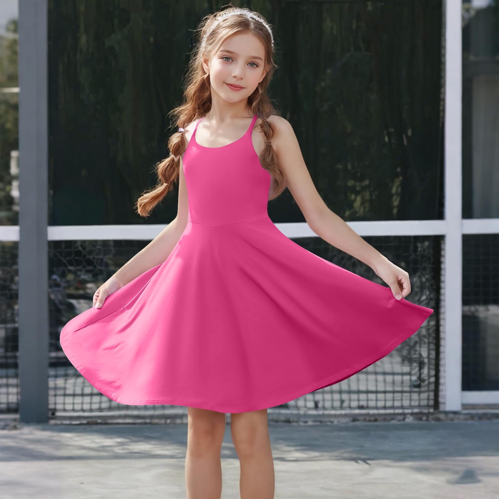 Luxalzxs Girls Sleeveless Tennis Dress Kids Racerback Golf Dress School ...