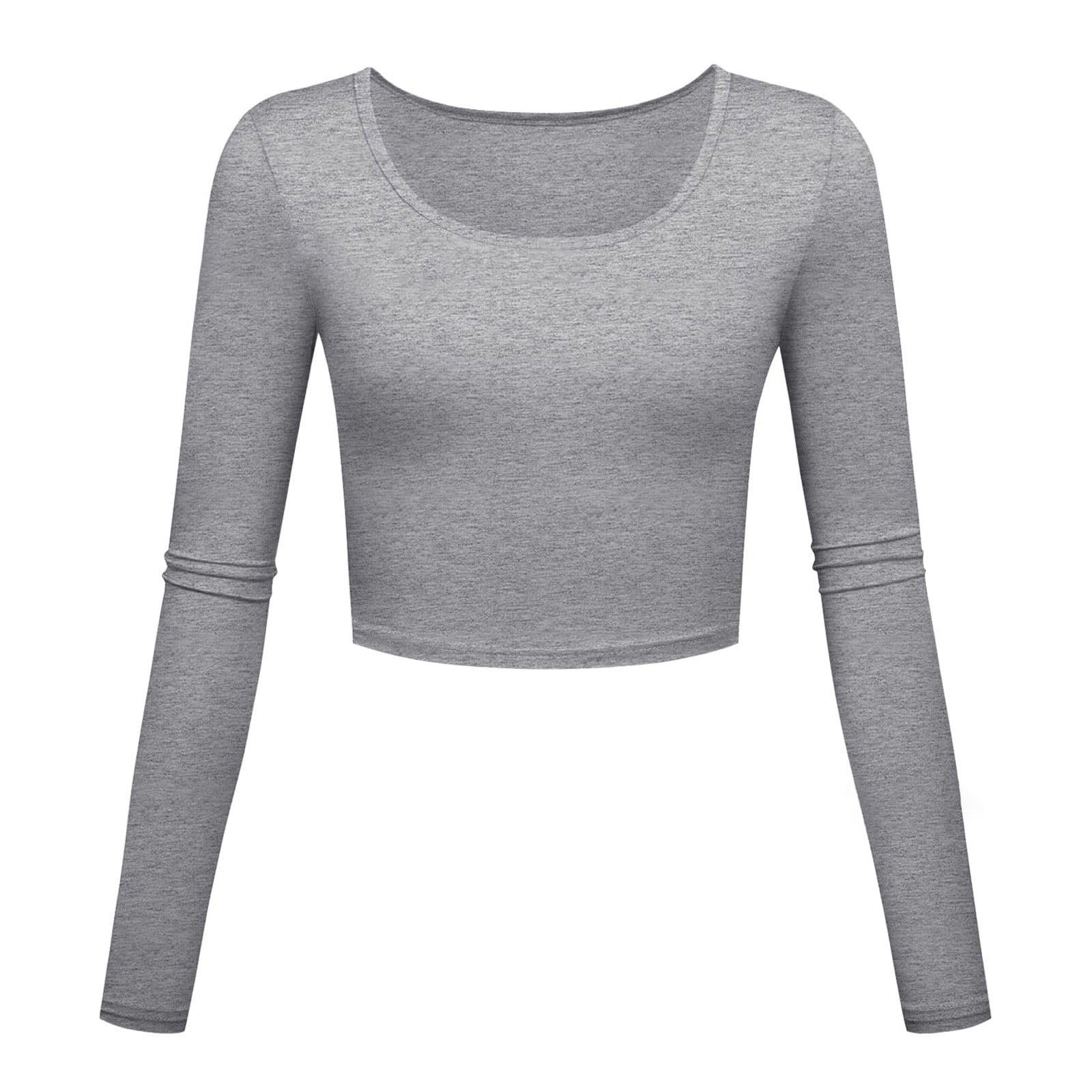 Luxalzxs Lightweight Basic Crop Tops Slim Fit Long Sleeve Workout Tops ...