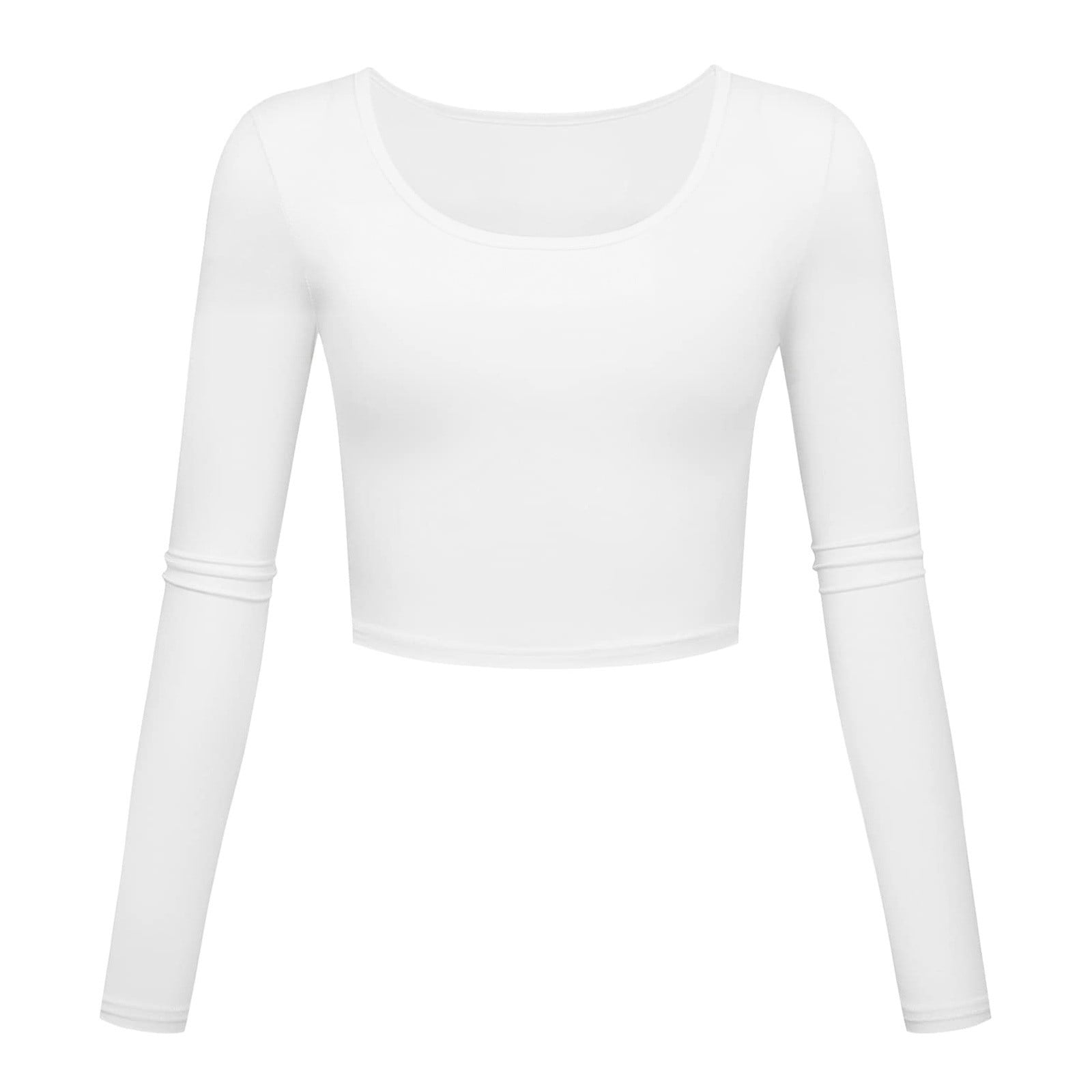 Luxalzxs Lightweight Basic Crop Tops Slim Fit Long Sleeve Workout Tops ...