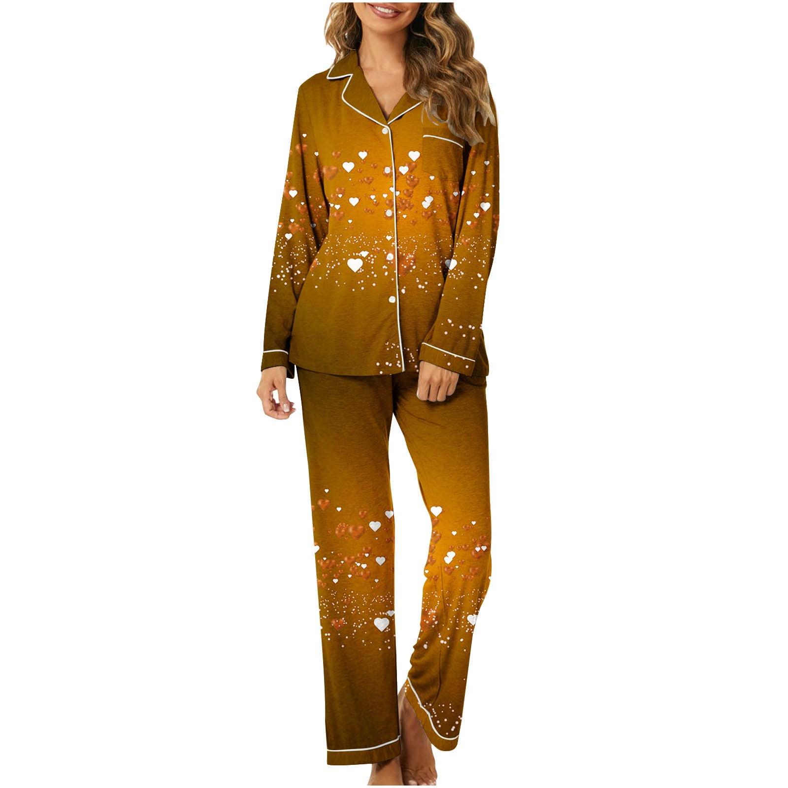 Luxalzxs Matching Pajamas for Couples Valentine's Day Love Heart Print ...