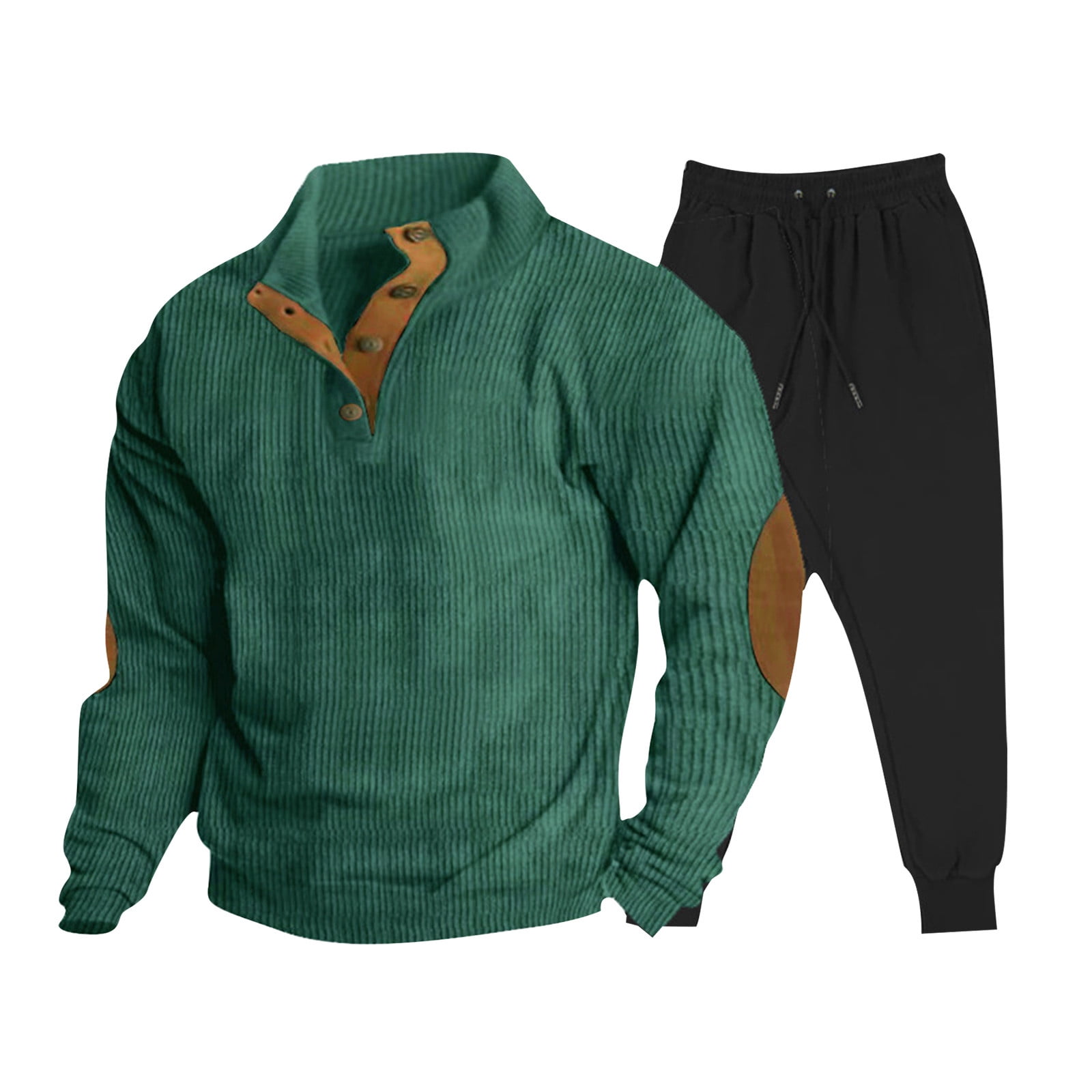 Luxalzxs Mens Tracksuit 2 Piece Set, Corduroy Polo Sweatshirt Running ...