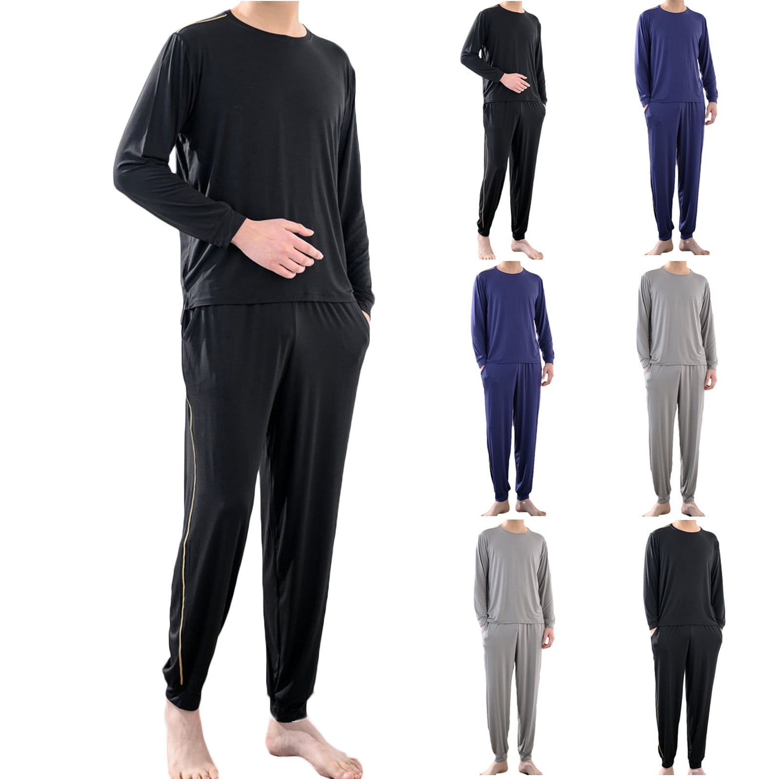 Luxalzxs Pajama Sets for Men 2 Piece Long Sleeve Shirts and Pants Set ...