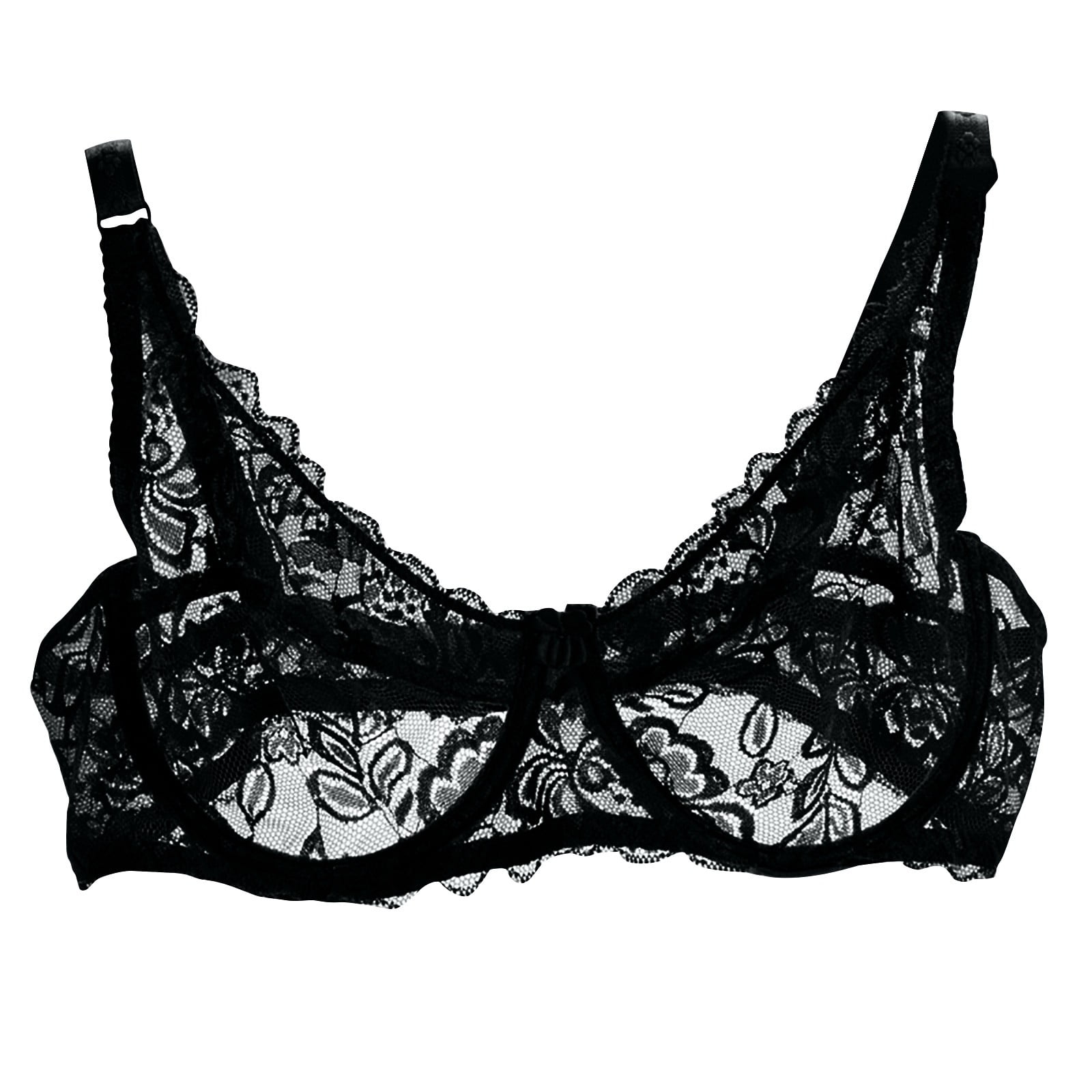 Luxalzxs Sexy Lace Bra for Women Demi Sheer Mesh See Through Breathable ...