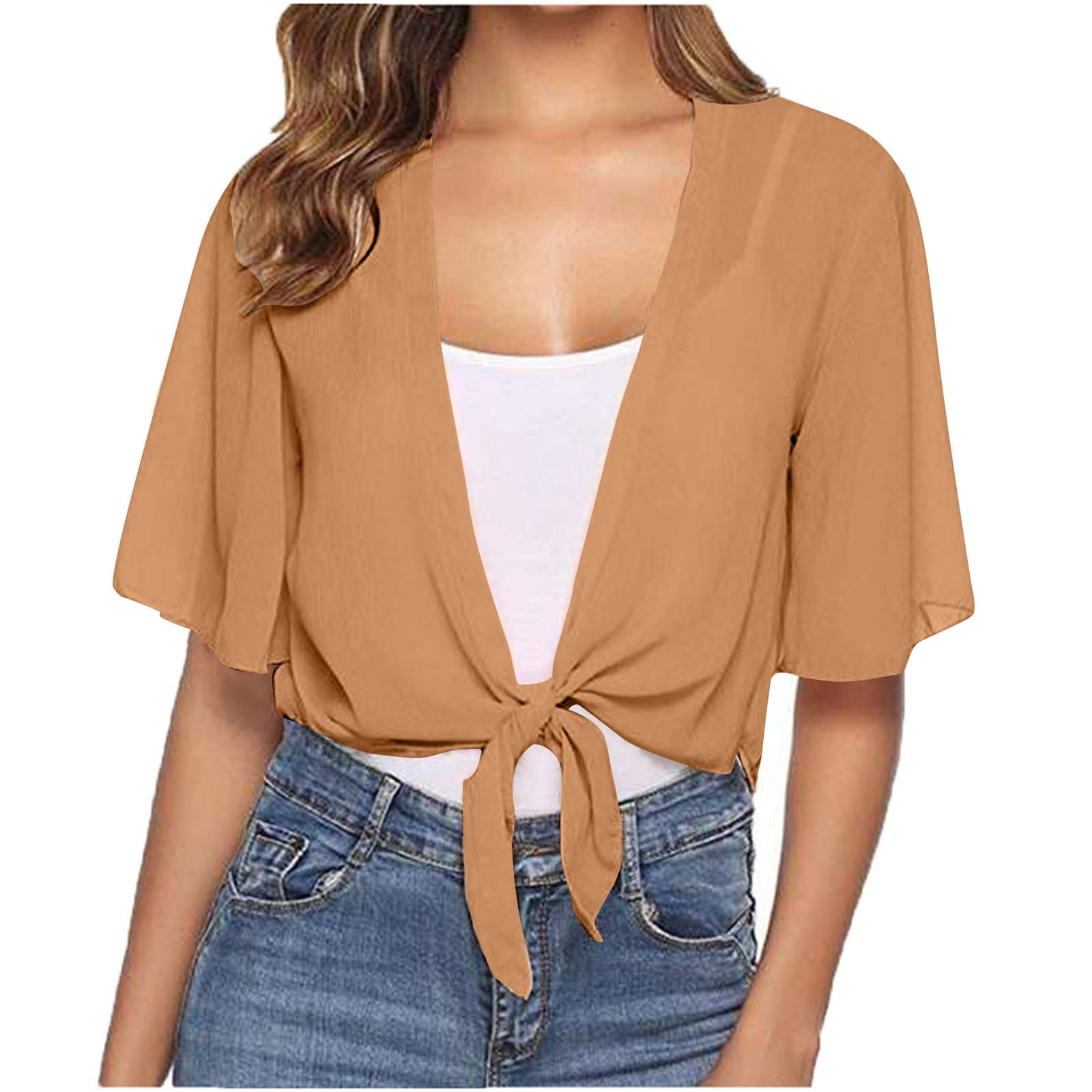 Luxalzxs Shawl Wraps for Women Chiffon Open Front Tie Wedding Cape ...