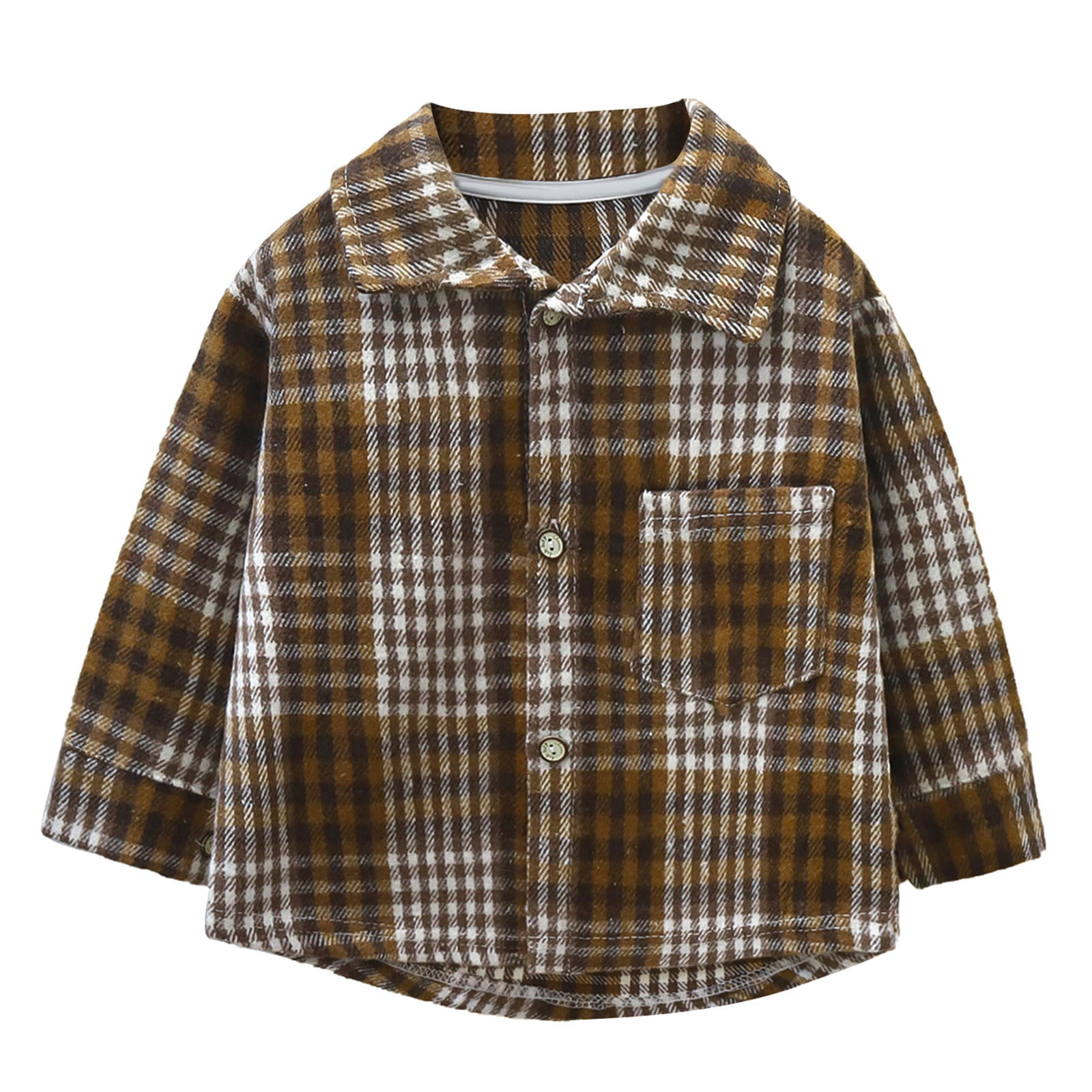 Luxalzxs Toddler Baby Boys Girls Flannel Plaid Jacket Kids Long Sleeve ...
