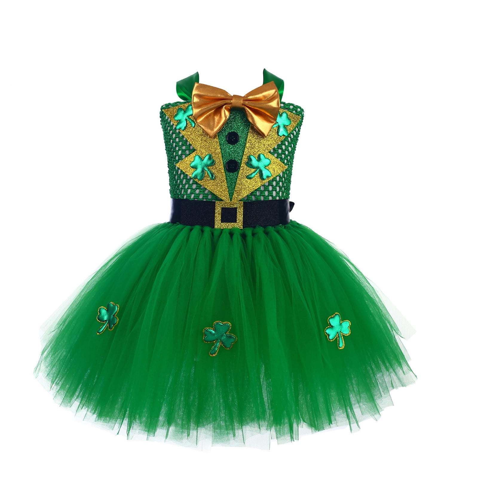 Luxalzxs Toddler Baby Girl St. Patrick's Day Dress Shiny Shamrock Tulle ...