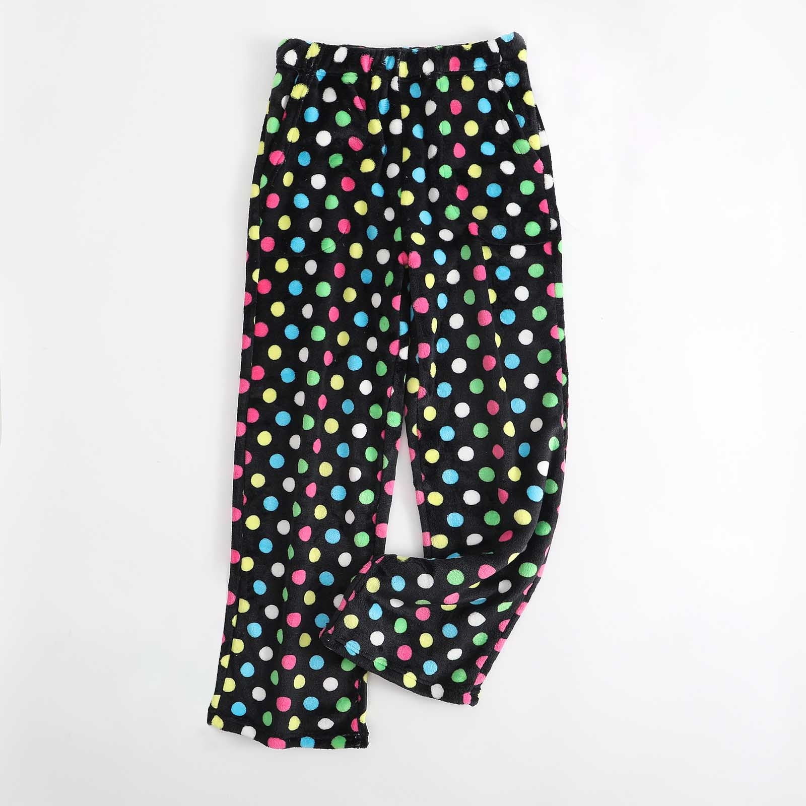 Luxalzxs Women Polka Dot Flannel Pajama Pants Winter Warm Fluffy Fleece Pj Bottoms Comfy Lounge ...